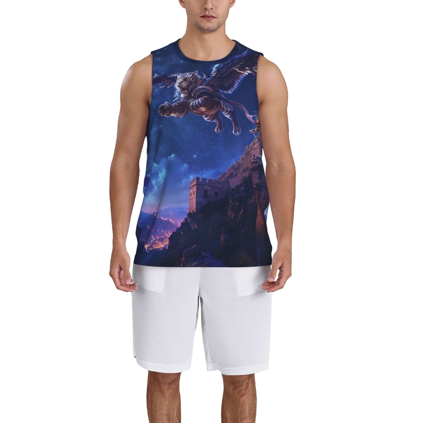 Zeuib Starry Sky Wall Flying Tiger Jersey Shirt for Men,Mesh Athletic ...