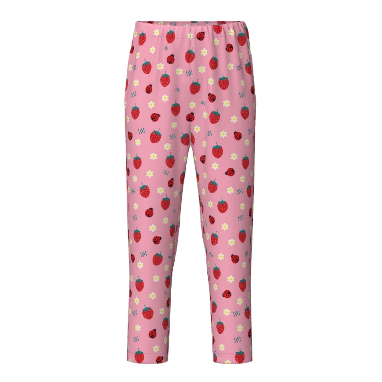 Zeuib Strawberry and Ladybugs Print Pajama Pants for Girls Boys,PJ ...