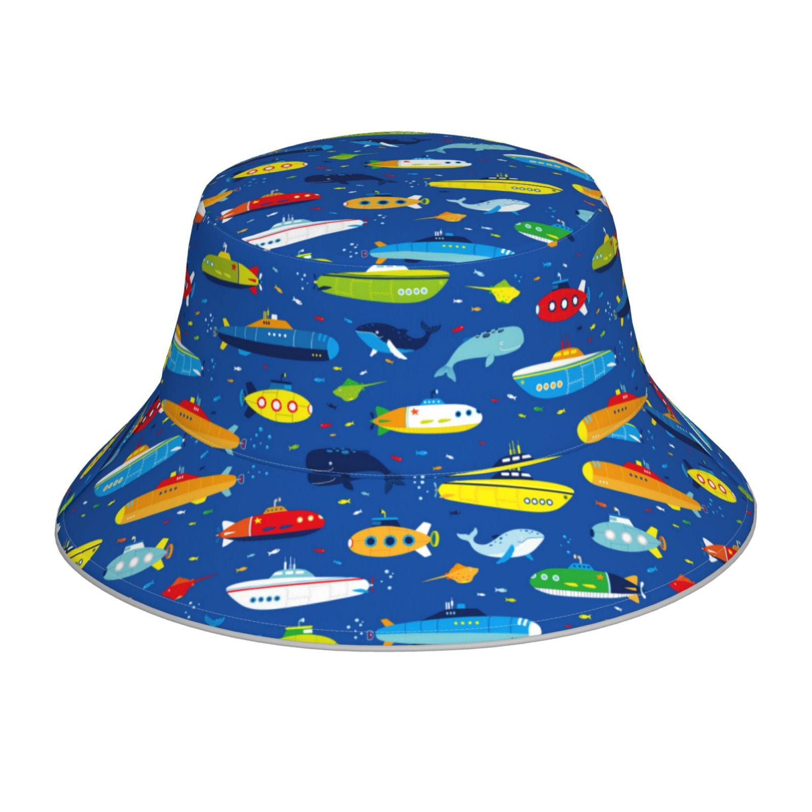 Zeuib Submarines And Whales Reflective Bucket Hat, UV Protection, Wide ...