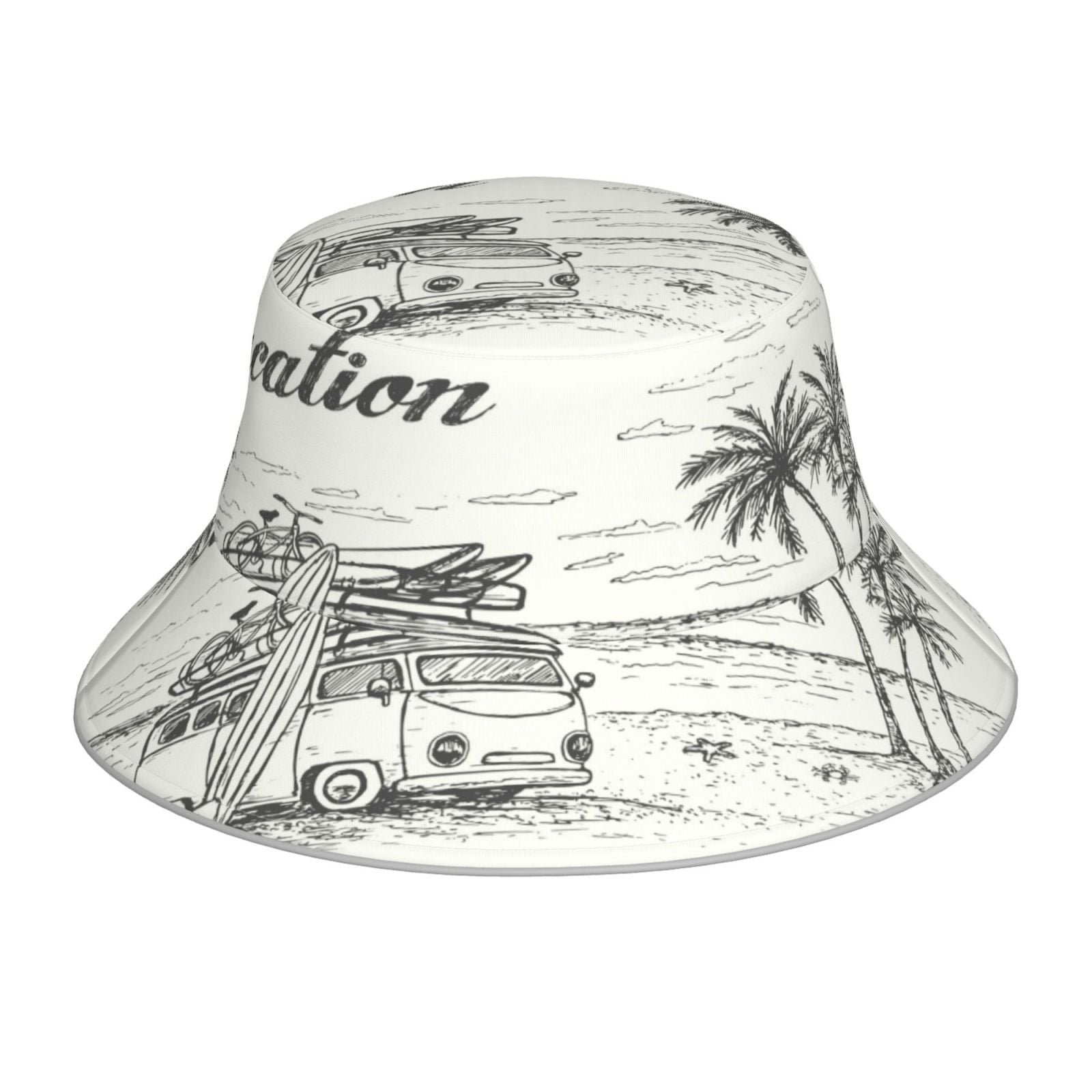 Zeuib Summer Vacation Scene With Camping Van Reflective Bucket Hat, UV ...