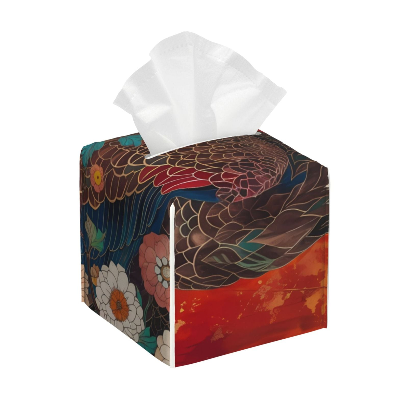Zeuib Sunflower Bald Eagle Print Tissue Box Cover,PU Leather Tissue ...