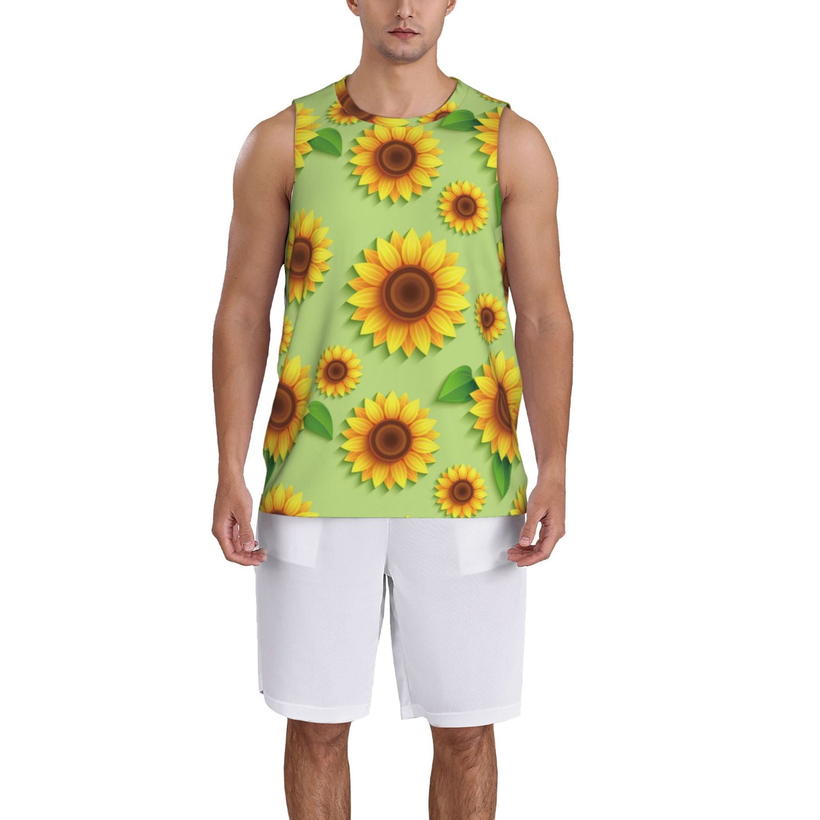 Zeuib Sunflower Leaves Jersey Shirt for Men,Mesh Athletic Practice ...