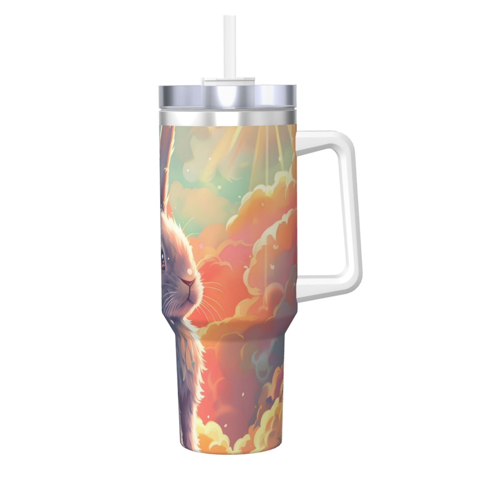 Zeuib Sunshine Winged Rabbit Printed Insulated Stainless Steel Hot/Cold ...