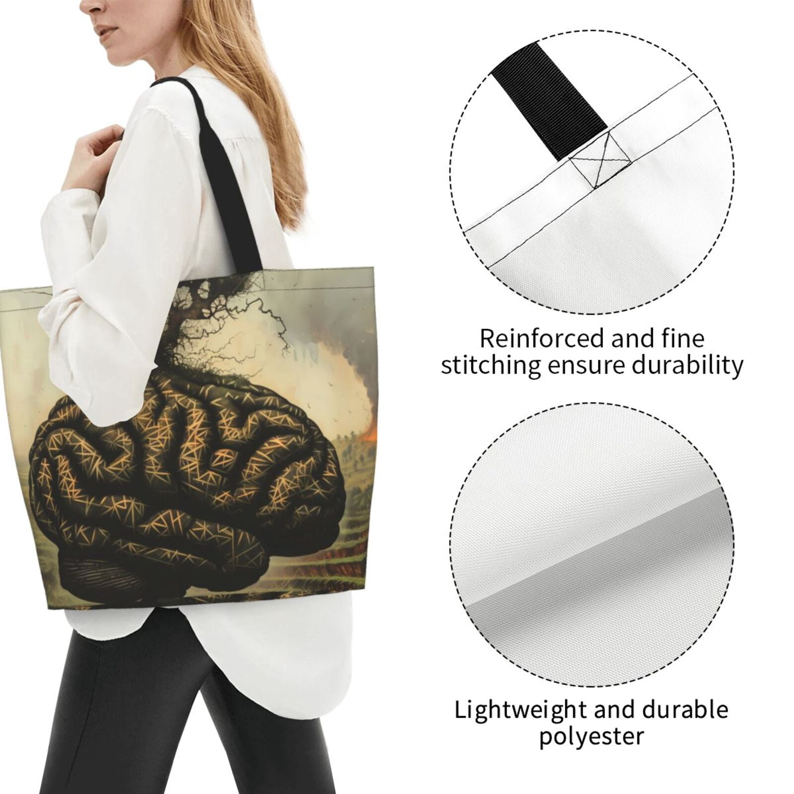 Zeuib Surreal Brain Tree Print Laptop Tote Bag for Women,Work Shoulder ...