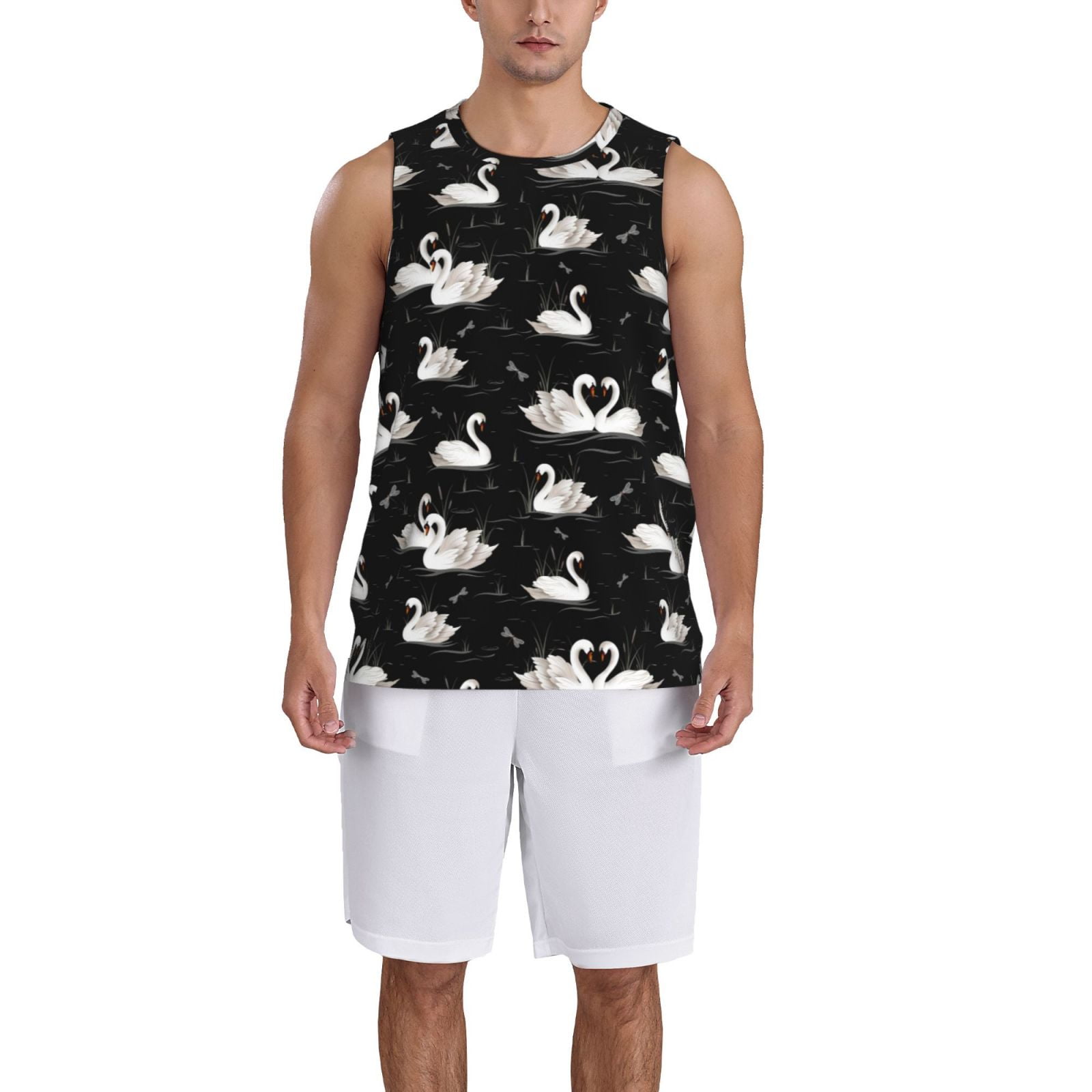 Zeuib Swan And Dragonflies Jersey Shirt for Men,Mesh Athletic Practice ...