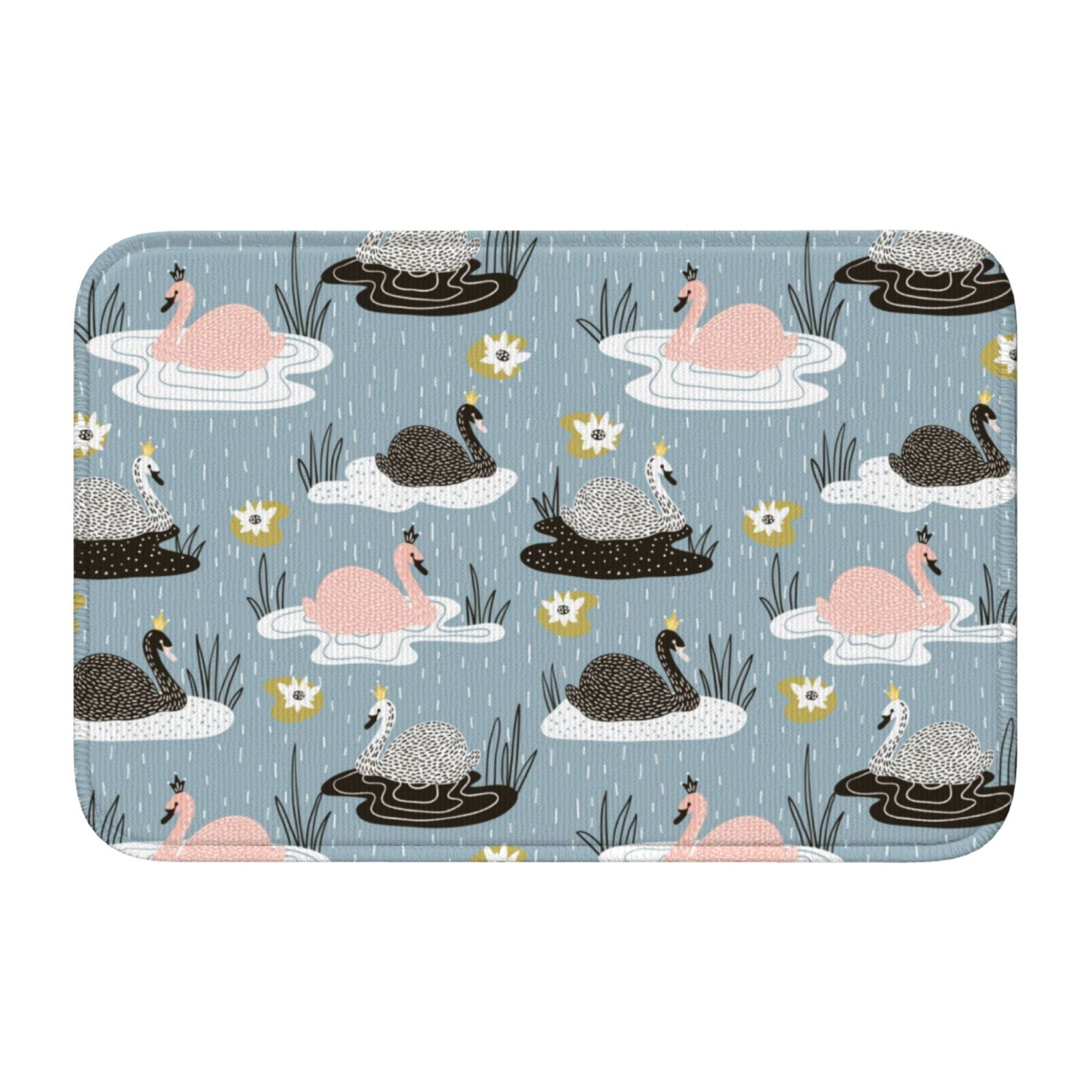 Zeuib Swan Princess On Lake Anti-Slip Polyester Floor Mat - Durable ...