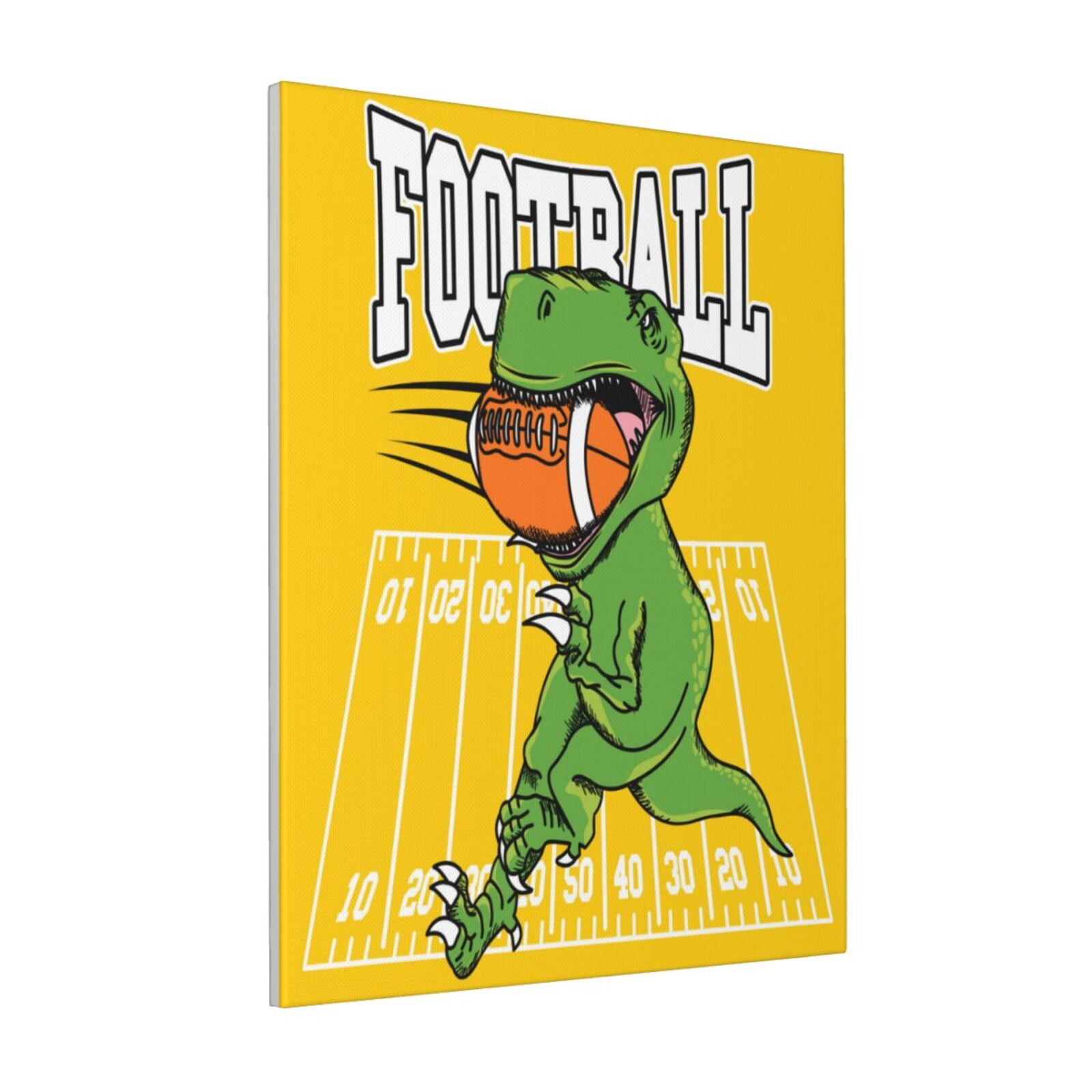 Zeuib T-Rex Playing Football Print Farmhouse Canvas Wall Art For ...