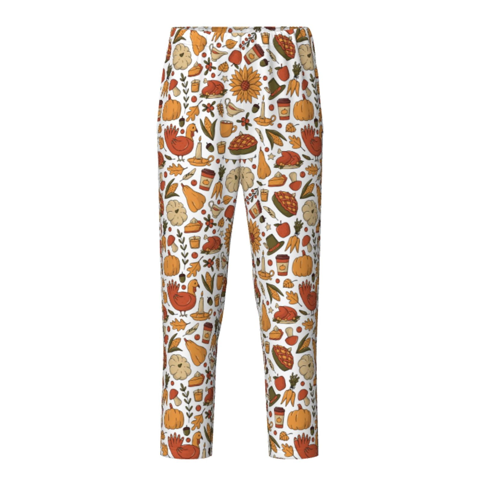 Zeuib Thanksgiving Food Print Pajama Pants for Girls Boys,PJ Bottoms ...