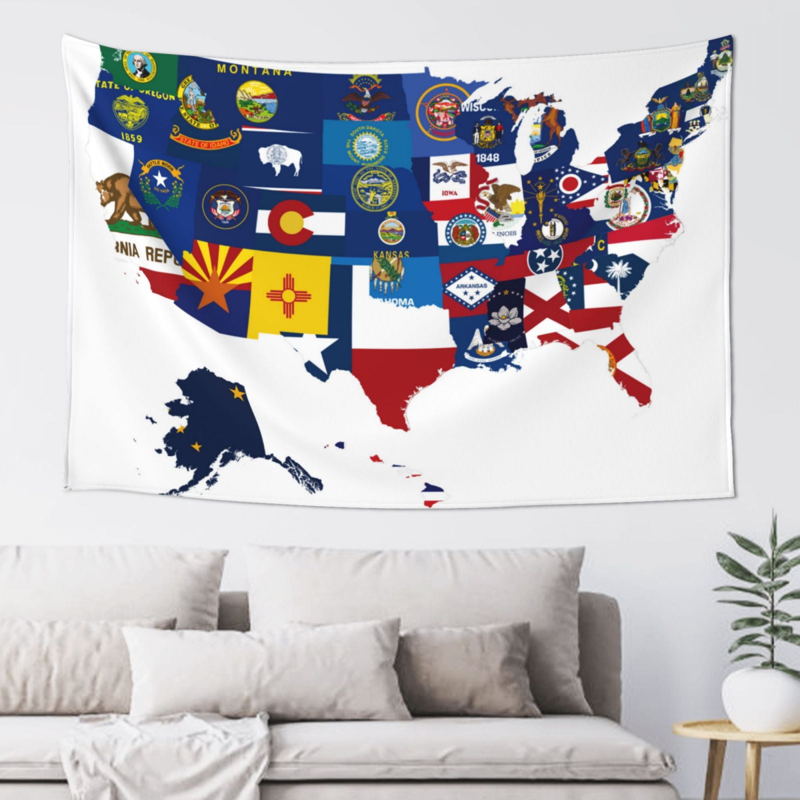 Zeuib The Map Of United States Print 60x40in Tapestry Wall Hanging,Easy ...