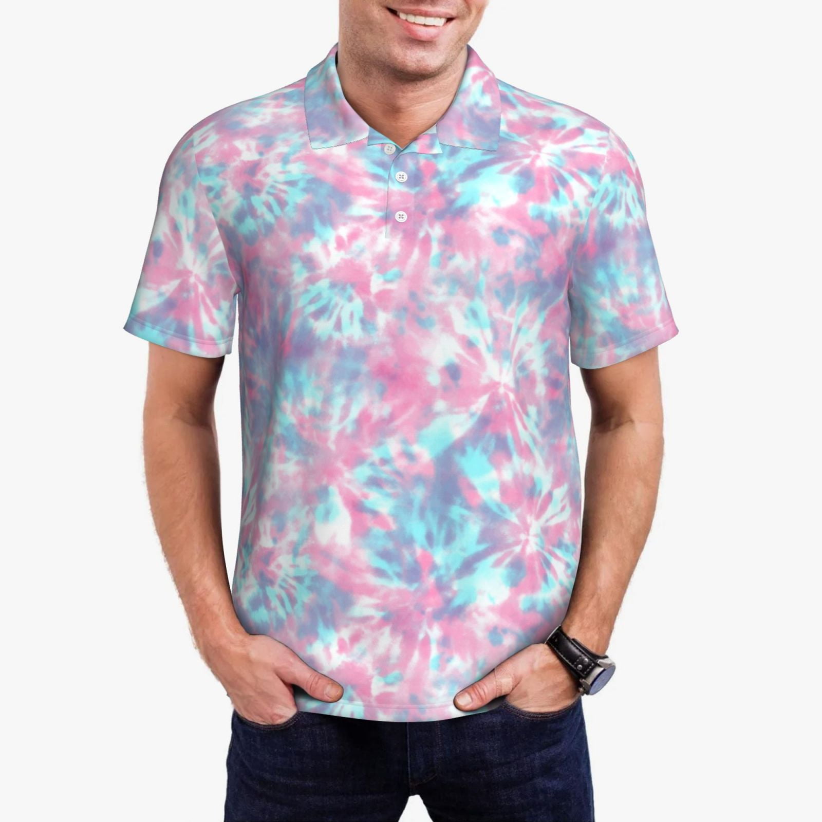 Zeuib Tie Dye Print Men's Athletic Fit Golf Polo Shirt,Performance Golf ...