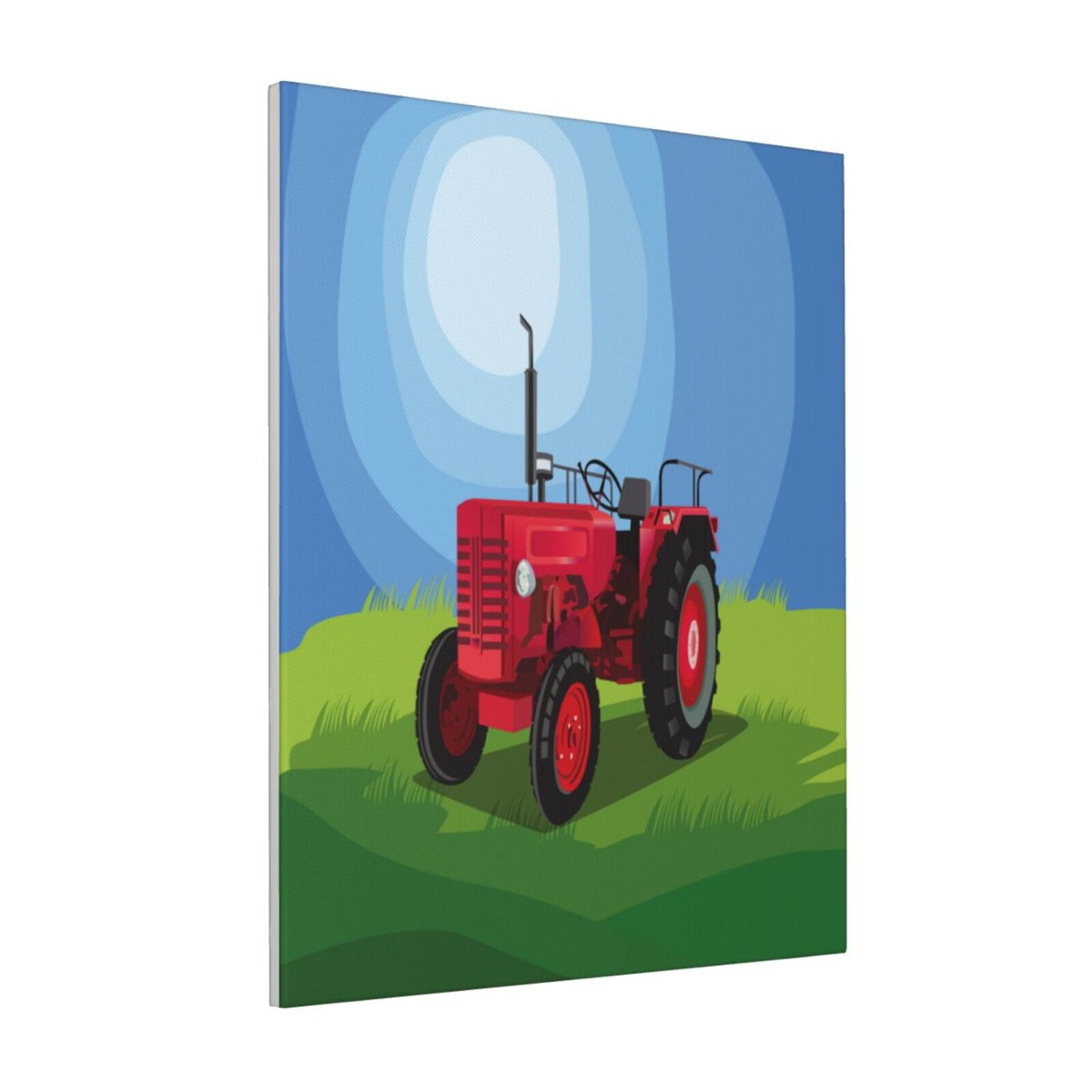 Zeuib Tractor on farming land Print Farmhouse Canvas Wall Art For ...