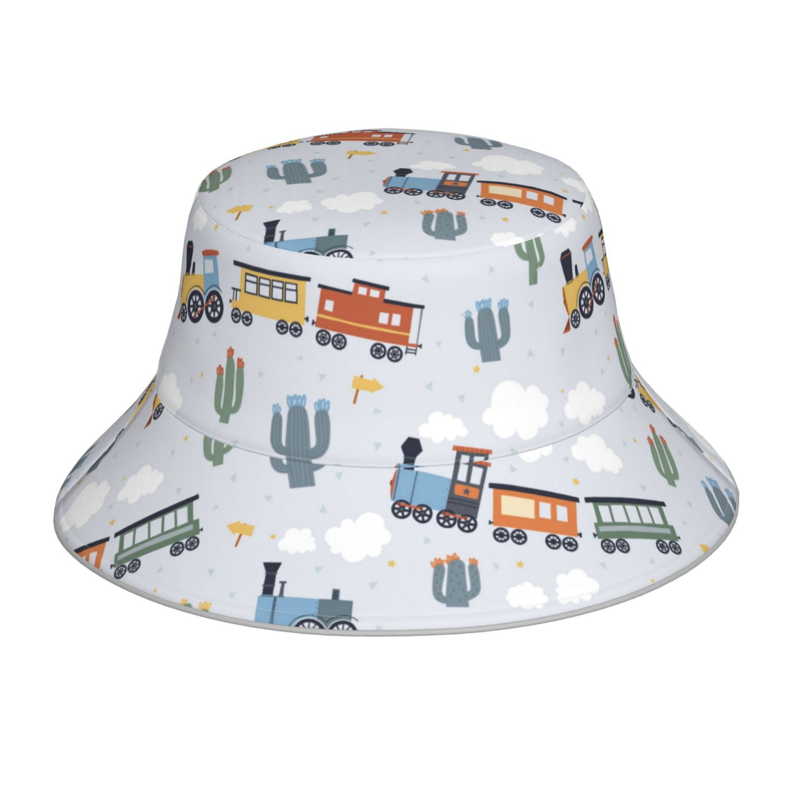 Zeuib Trains And Cactuse Reflective Bucket Hat, UV Protection, Wide ...