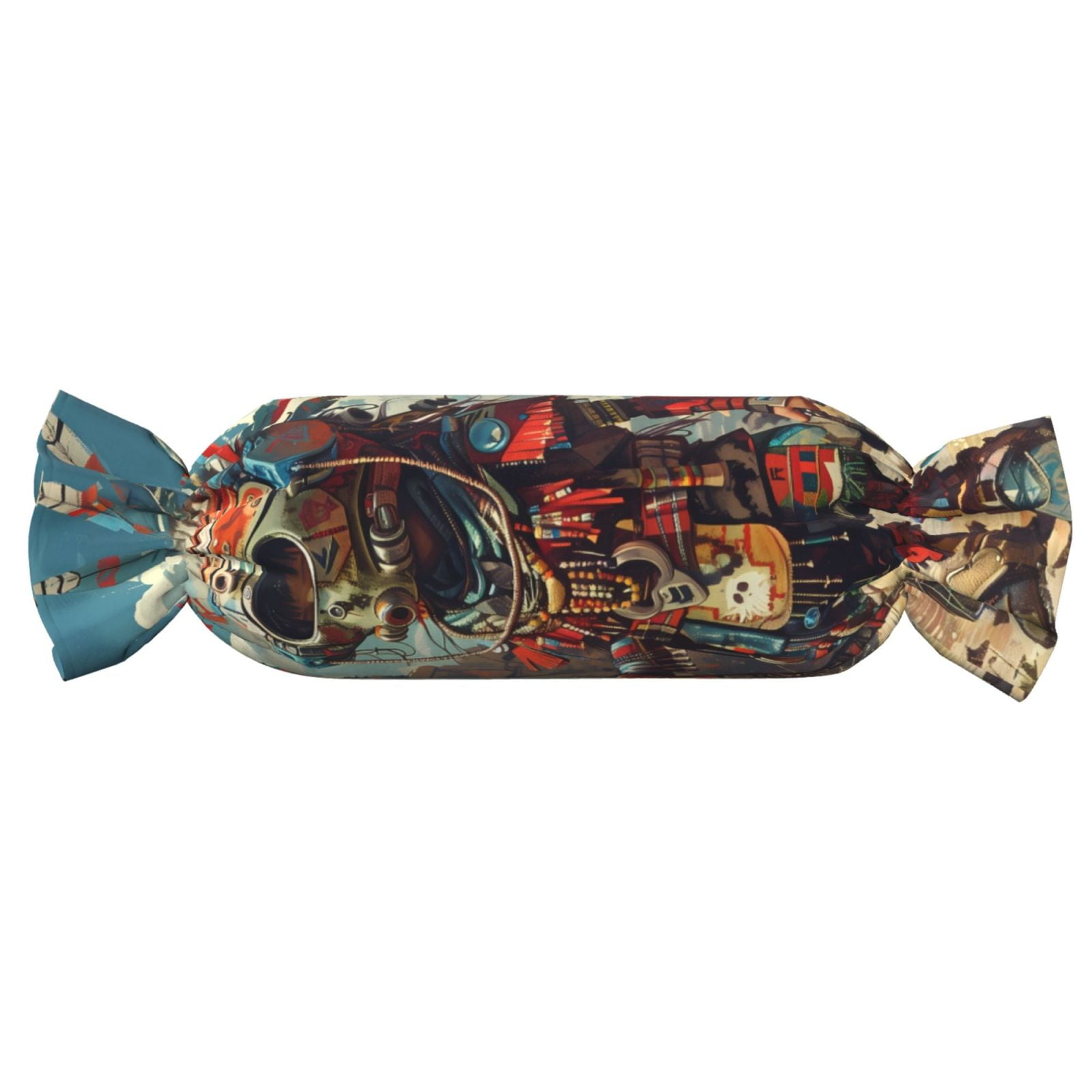 Zeuib Tribal Futuristic Warrior Print Candy Cylindrical Pillow,Neck ...
