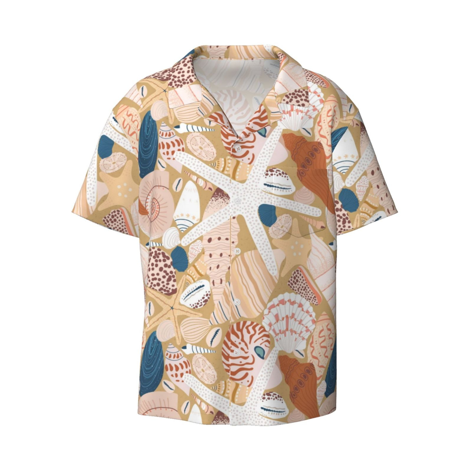 Zeuib Tropical Beach Sea Shell Men's Short Sleeve Button-Down Shirt ...
