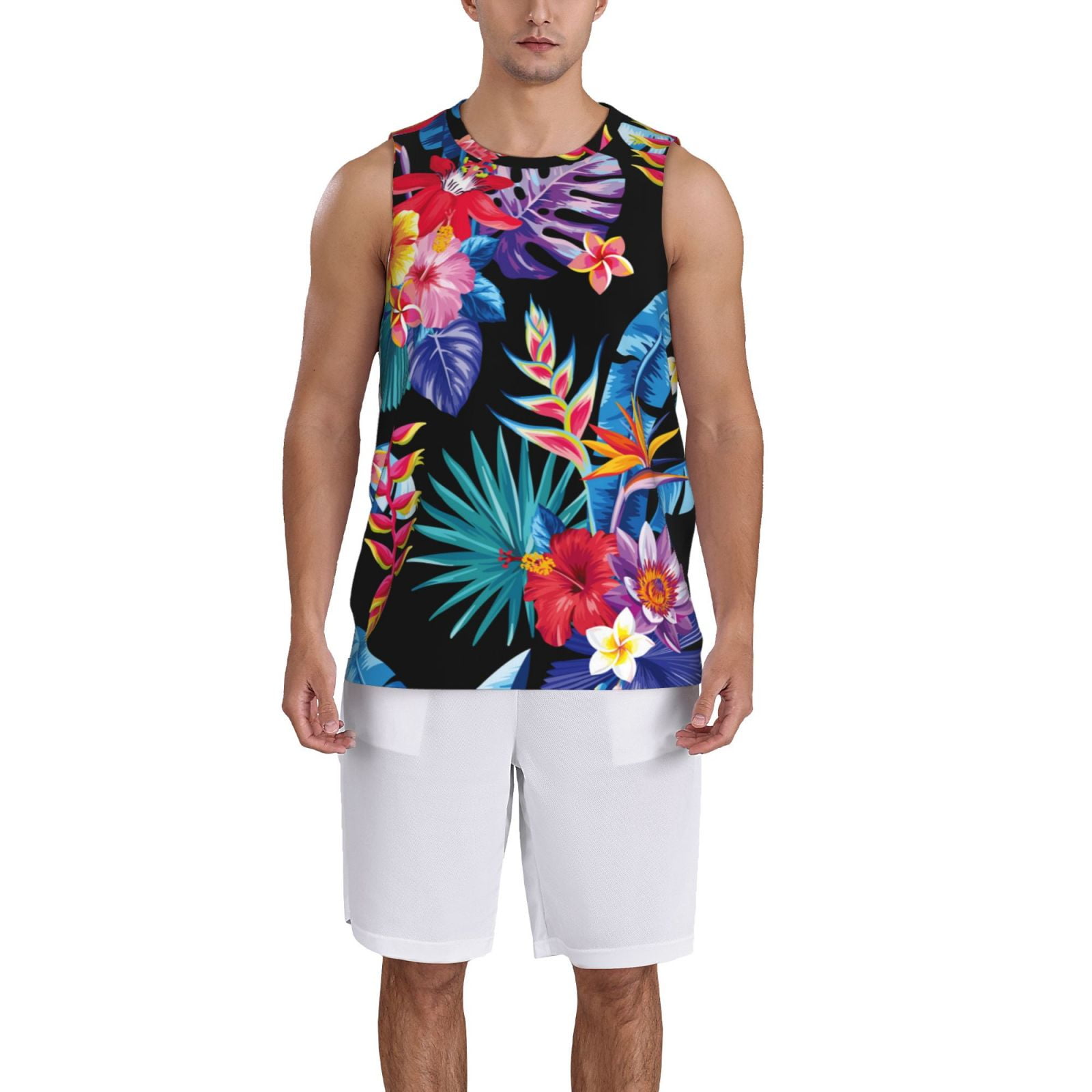 Zeuib Tropical Palm Leaves Jersey Shirt for Men,Mesh Athletic Practice ...