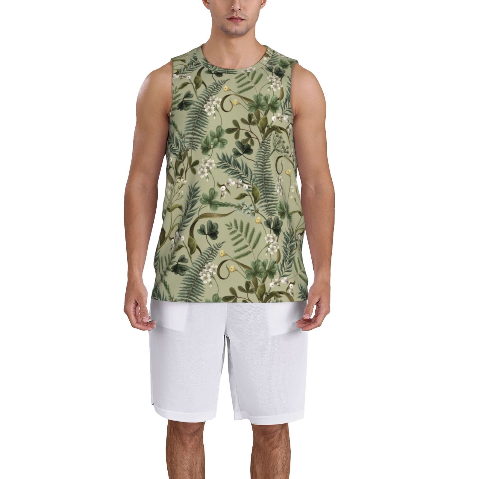 Zeuib Tropical Plants Green Jersey Shirt for Men,Mesh Athletic Practice ...
