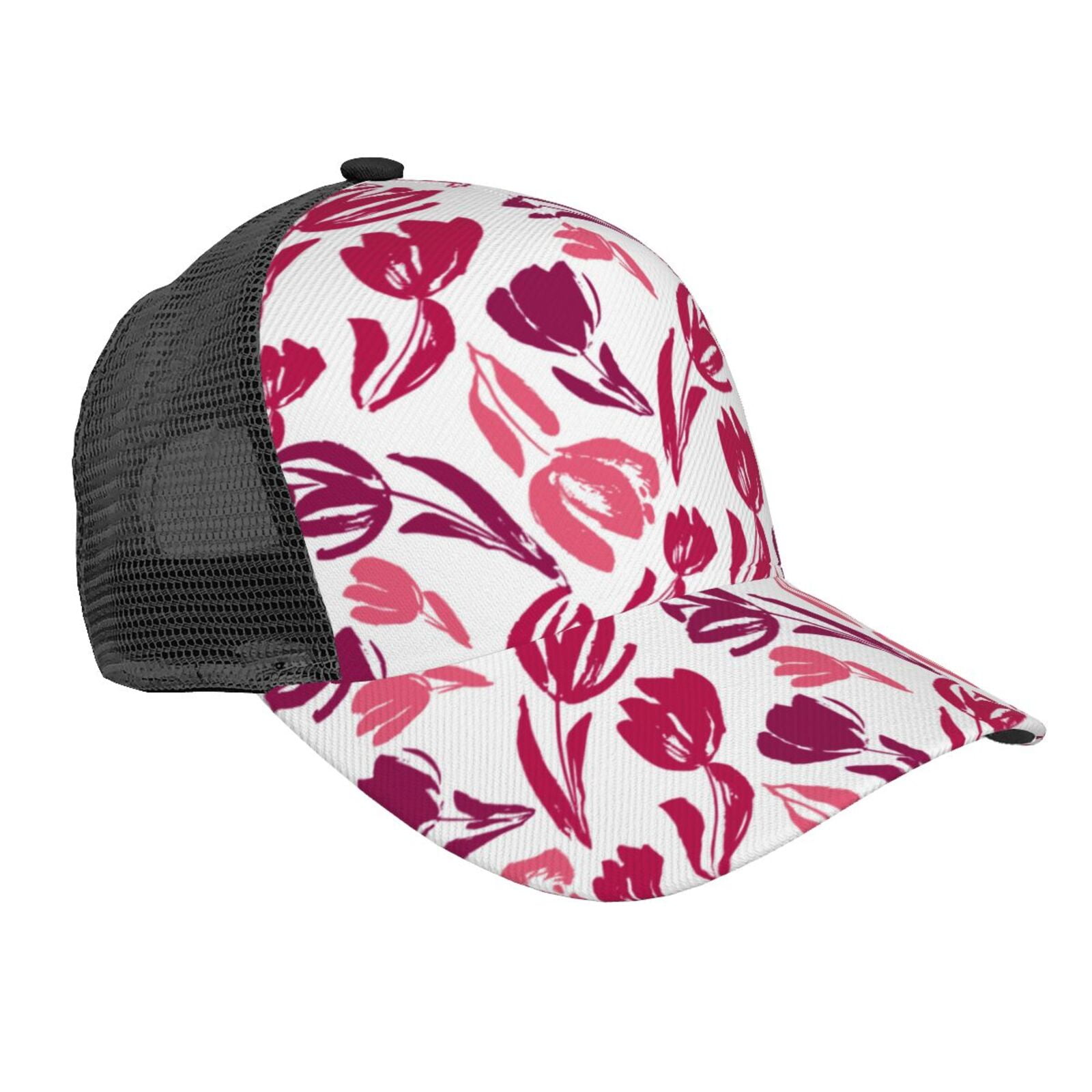 Zeuib Tulips Flowers Print Men & Women Adjustable Mesh Back Cap,Curved ...