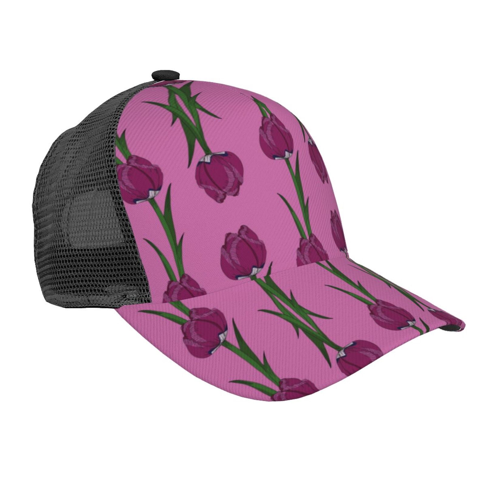 Zeuib Tulips Flowers Print Men & Women Adjustable Mesh Back Cap,Curved ...