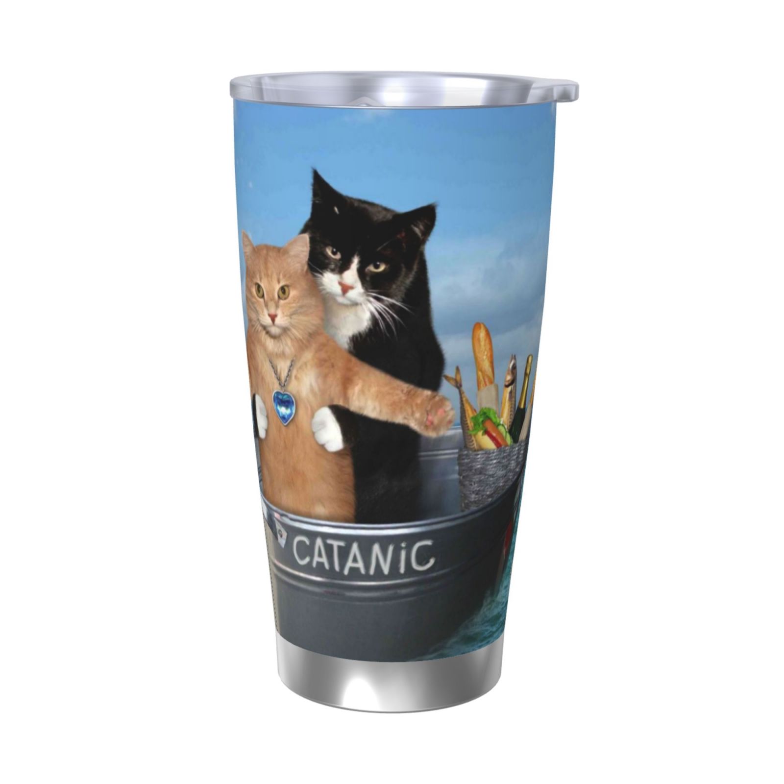 Zeuib Two Brave Cats Are Floating On The Sea Iceberg Printed 20oz ...