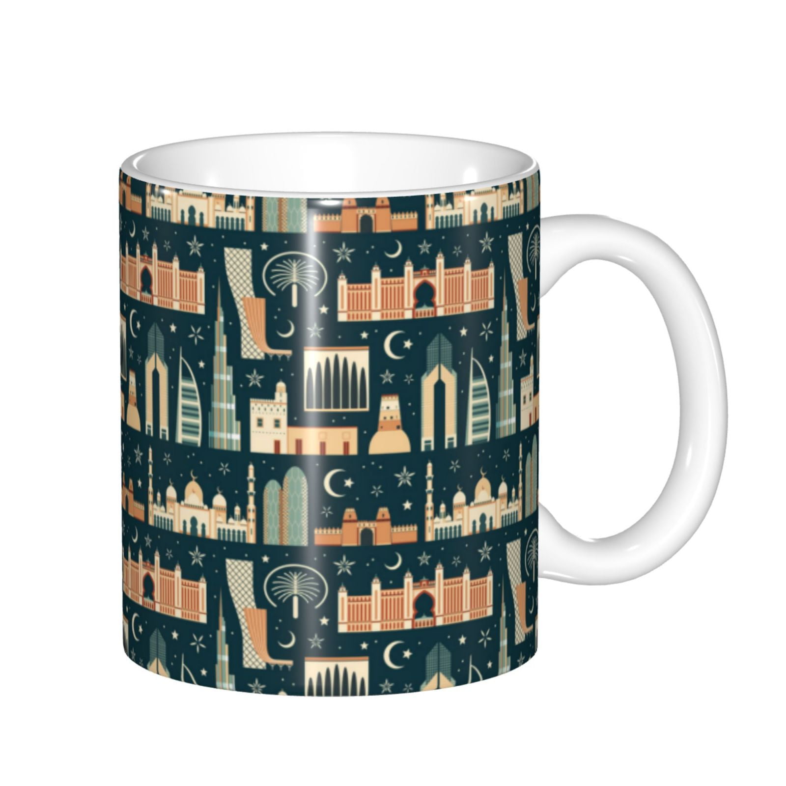 Zeuib UAE Travel1 1 Ceramic Coffee Mug with Large Handle，Modern ...