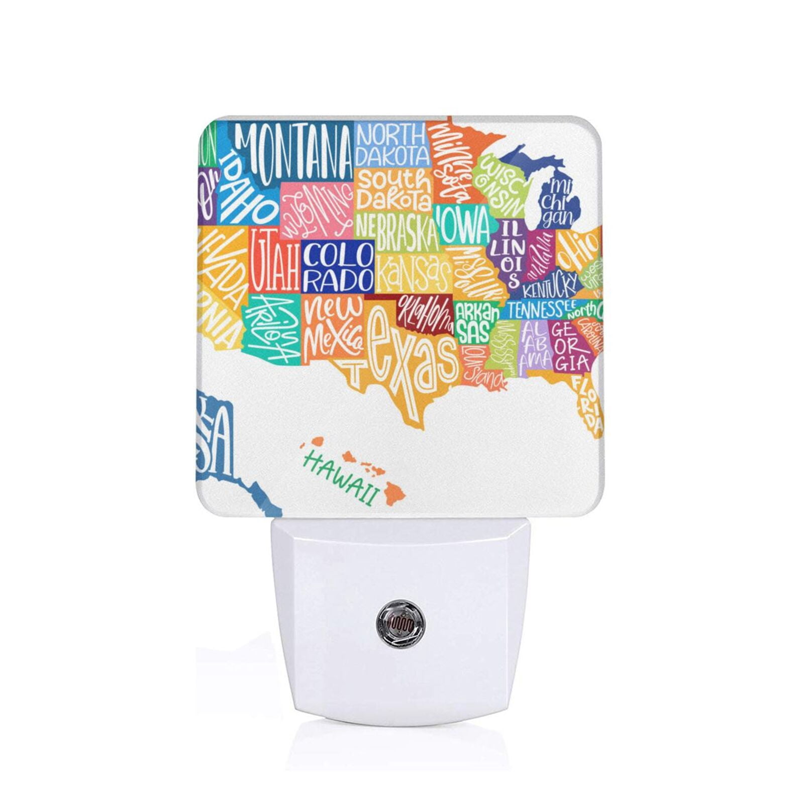 Zeuib USA MAP LED Night Light,Plug in Night Light with Dusk to Dawn ...