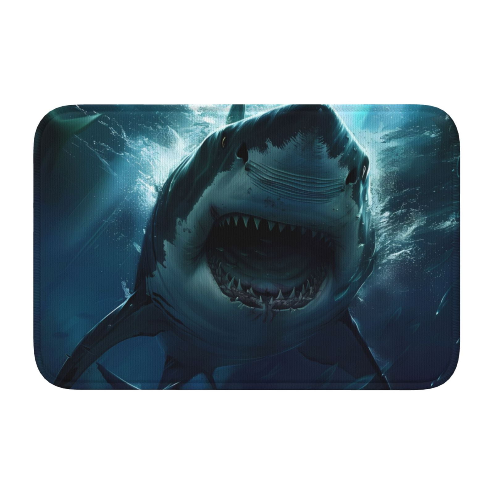 Zeuib Undersea Shark Anti-Slip Polyester Floor Mat - Durable, Non ...