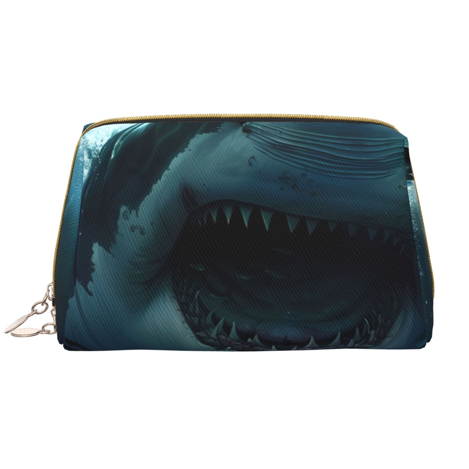 Zeuib Undersea Shark Printed Leather Makeup Bag,Cosmetic Pouch,Travel ...