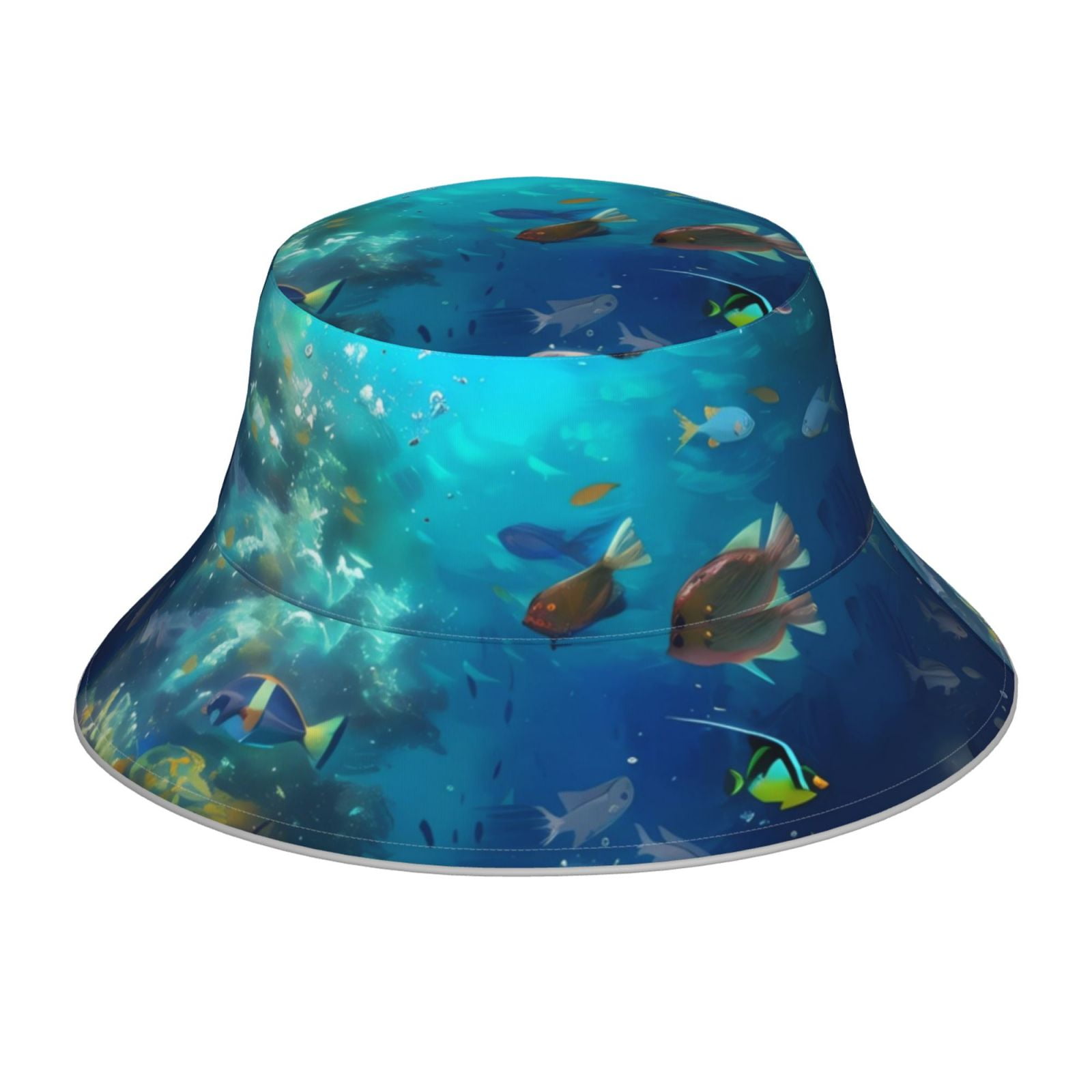 Zeuib Underwater Fish Turtle Reflective Bucket Hat, UV Protection, Wide ...