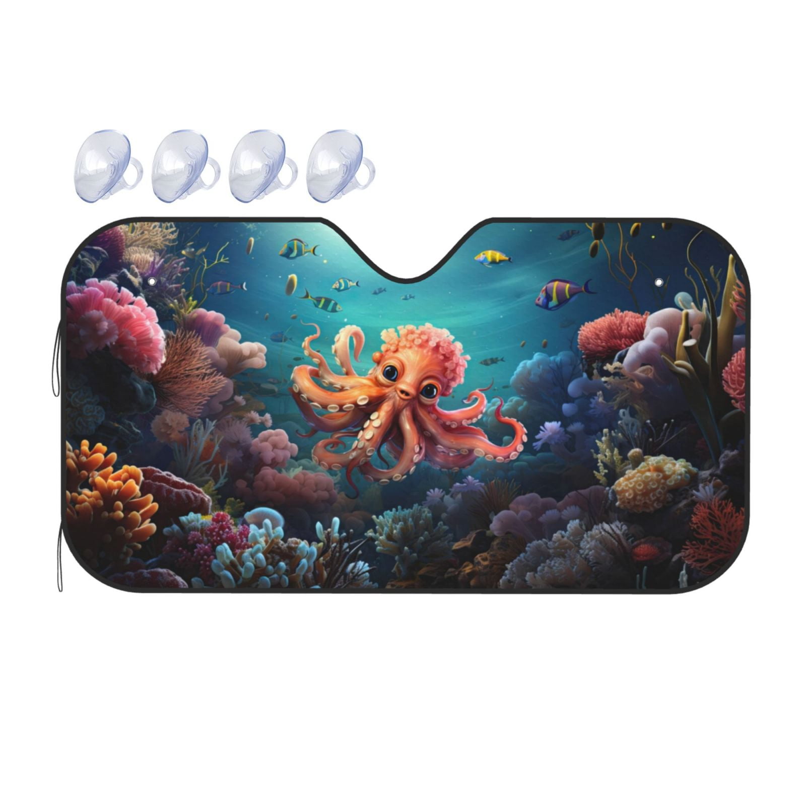 Zeuib Underwater Plant Octopus Premium Car Sunshade: Superior Sun ...