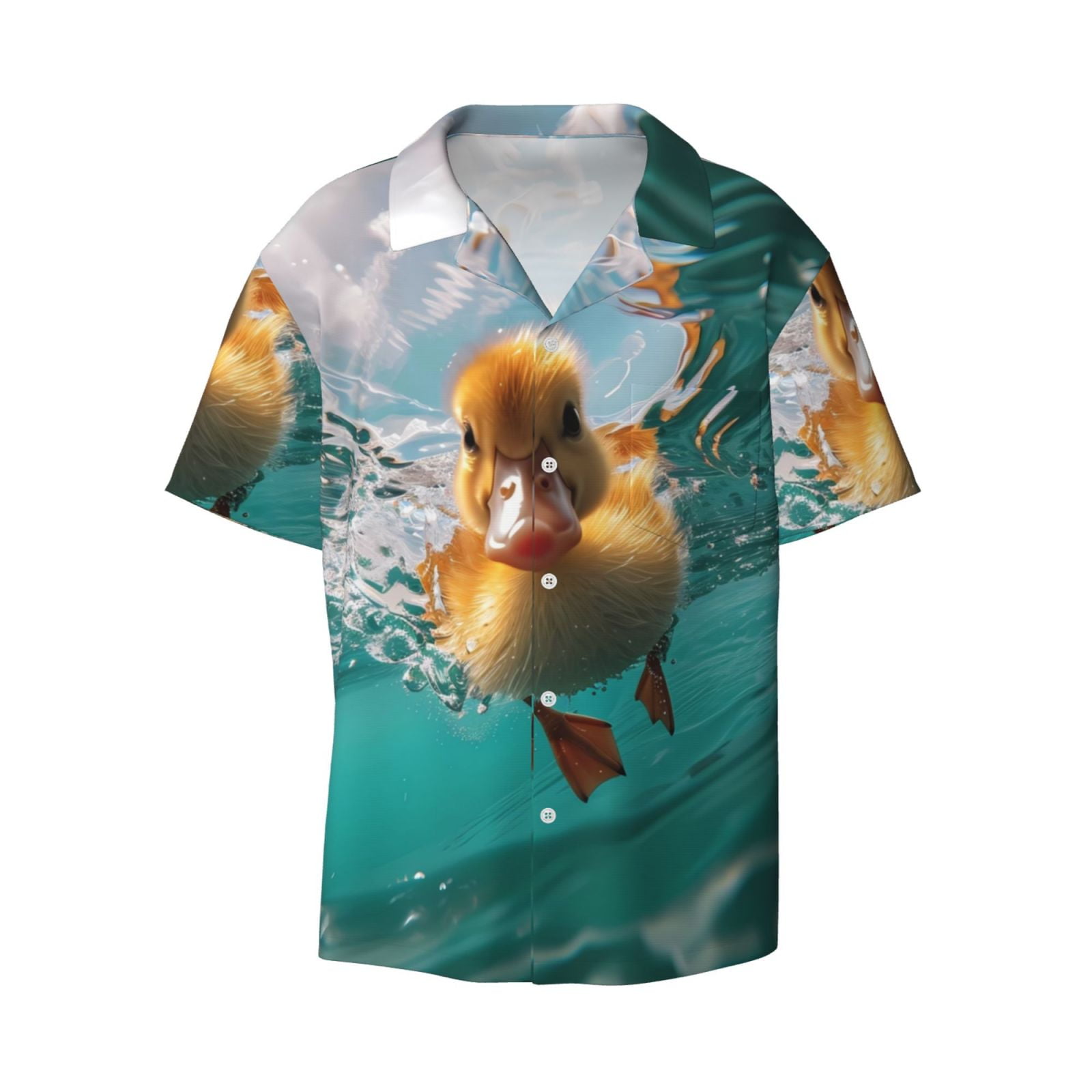 Zeuib Underwater Swimming Duck Men's Short Sleeve Button-Down Shirt ...
