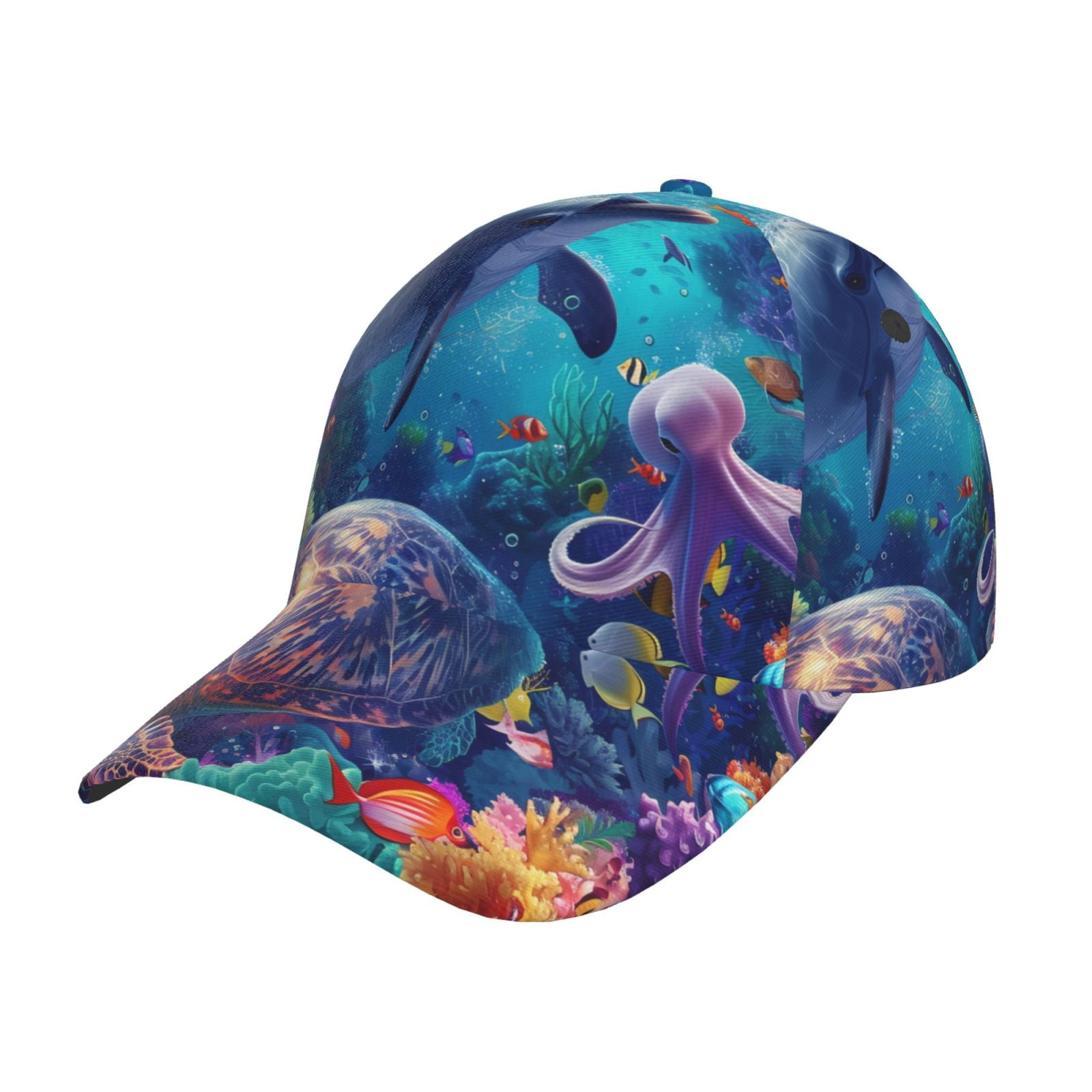 Zeuib Underwater Turtle Dolphin Octopus Baseball Cap Adjustable Size ...