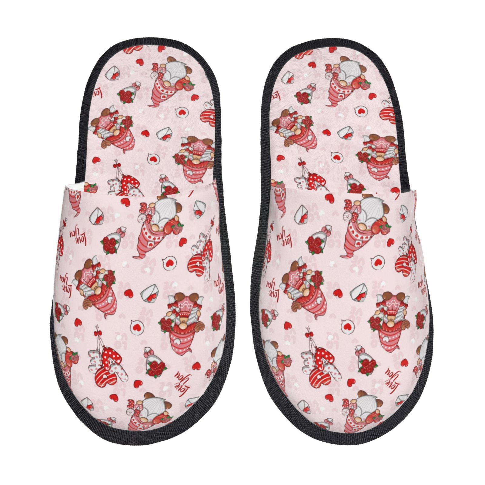 Zeuib Valentine's Day gnome Print Slippers Indoor Outdoor,Bedroom Shoes ...