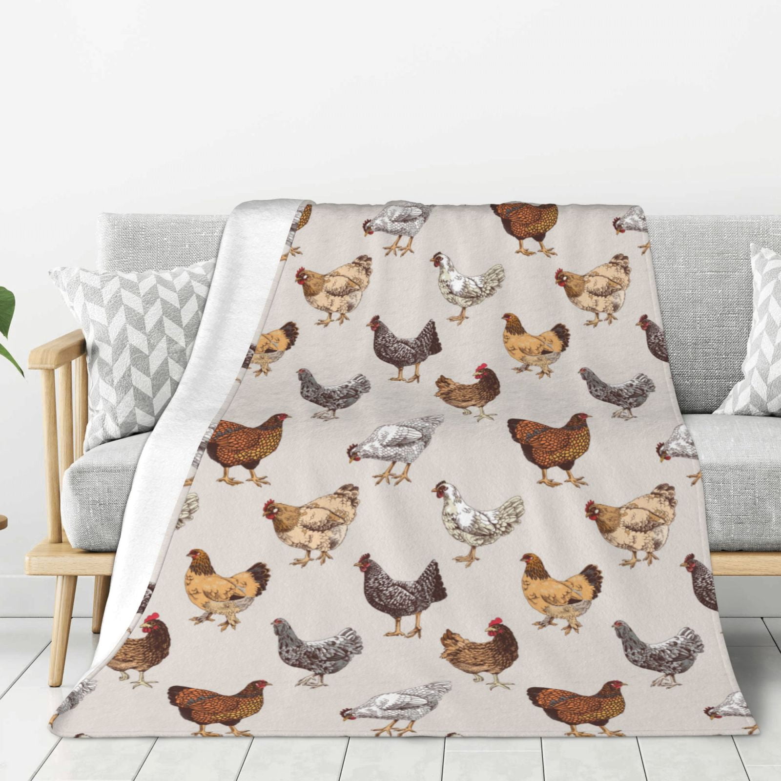 Zeuib Various Chicken Print Fleece Throw Blanket,Plush Fluffy Large Big ...