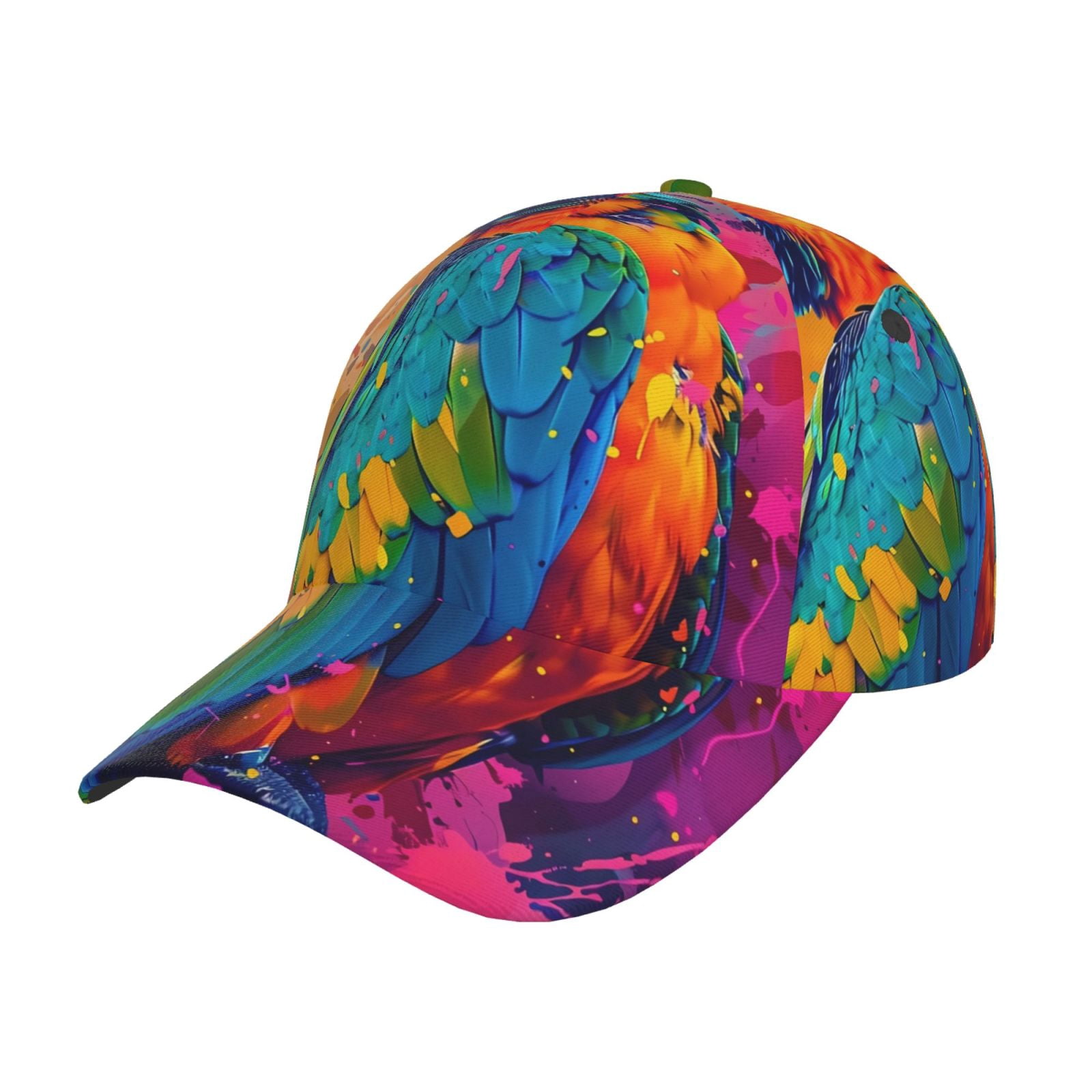 Zeuib Vibrant Parrot Splash Art Baseball Cap Adjustable Size for ...