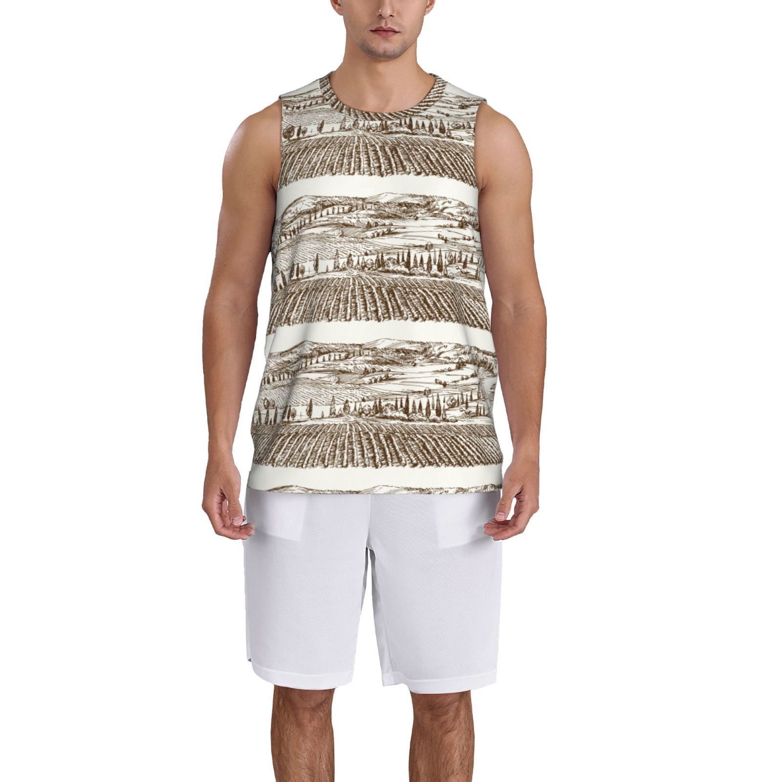 Zeuib Vineyard Landscape 1 Jersey Shirt for Men,Mesh Athletic Practice ...