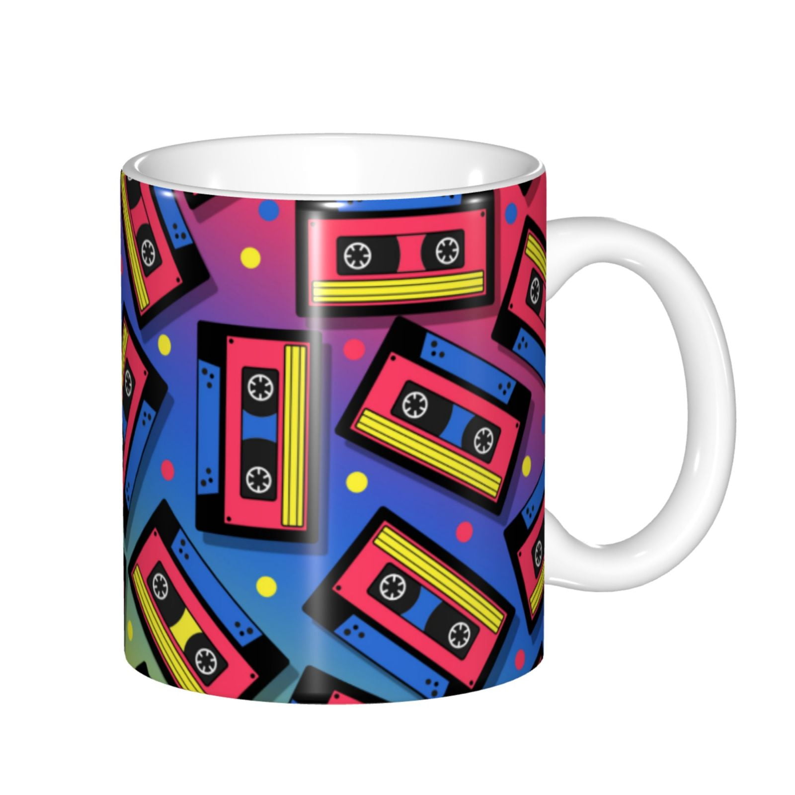 Zeuib Vintage Audio Cassettes Ceramic Coffee Mug with Large Handle ...