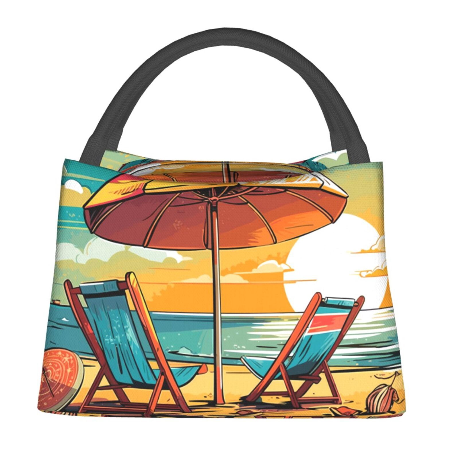 Zeuib Vintage Beach Sunset Lunch Bag,Collapsible Cooler Bag Insulated ...