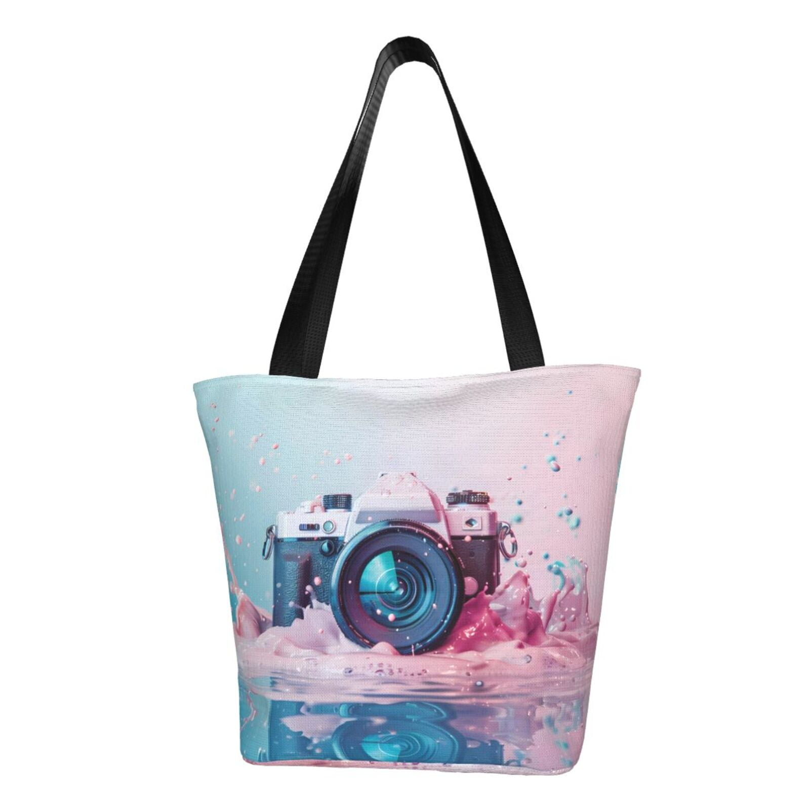 Zeuib Vintage Camera Splash Art Shoulder Bag for Women Tote Bag ...