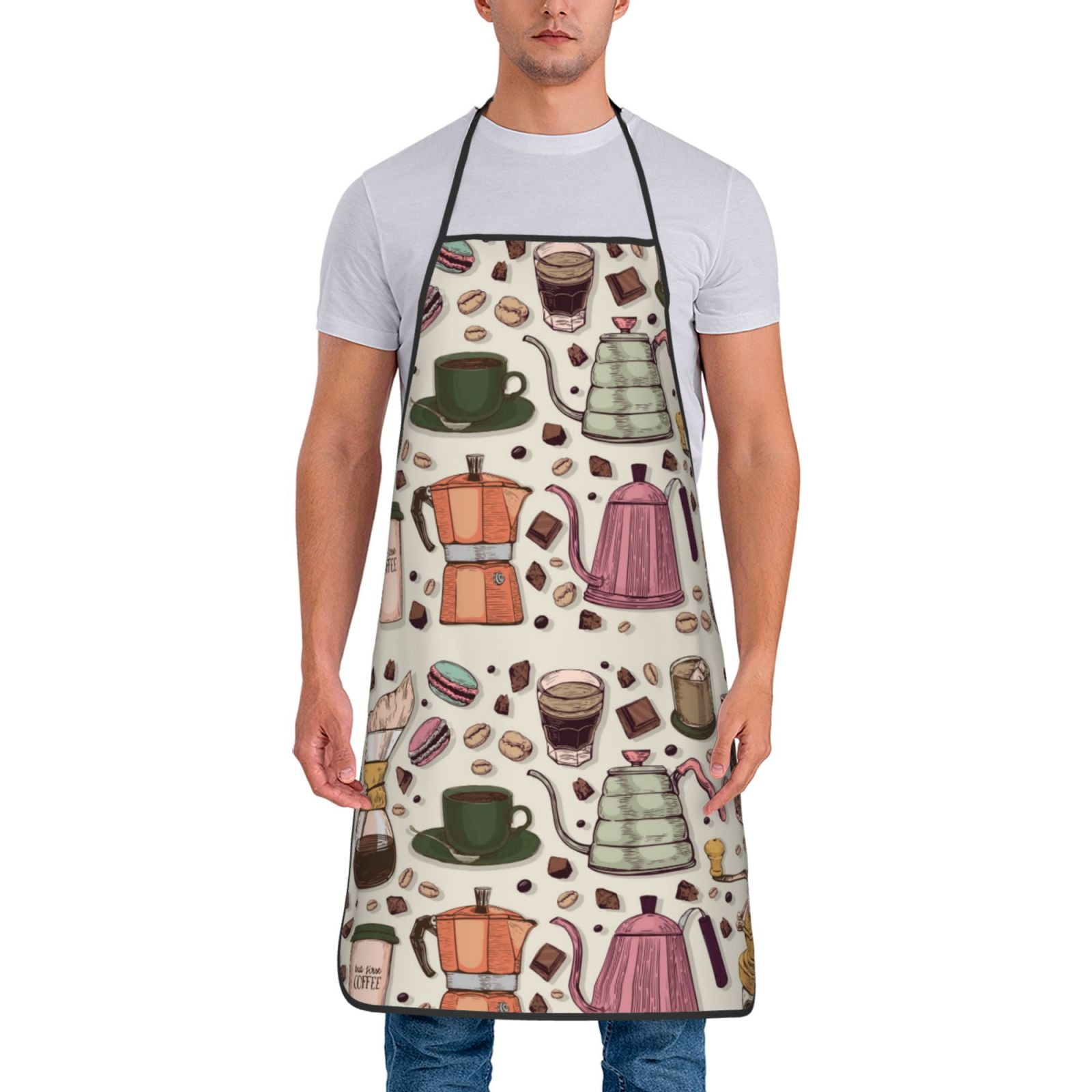 Zeuib Vintage Coffee Print Unisex Waterproof Aprons ,Cooking Aprons for ...