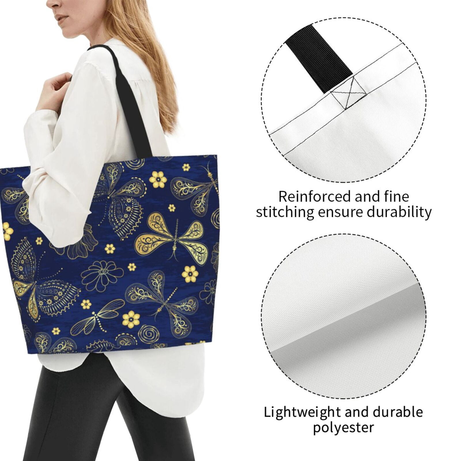 Zeuib Vintage Golden Butterfly Print Laptop Tote Bag for Women,Work ...