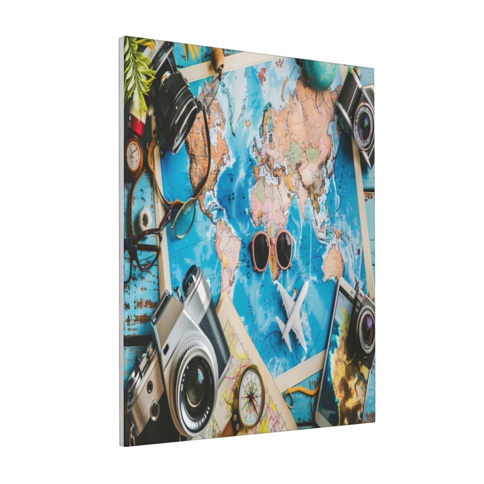 Zeuib Vintage Map Travel Essentials Print Farmhouse Canvas Wall Art For ...