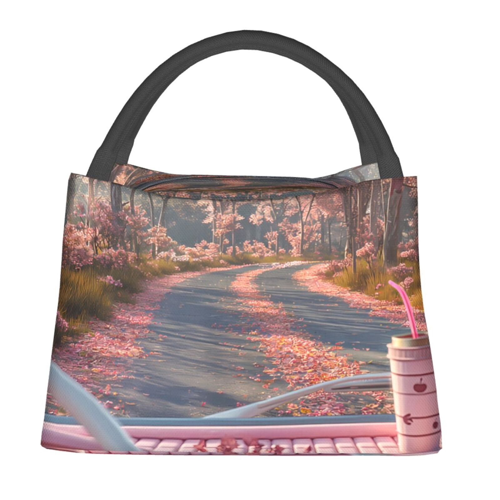Zeuib Vintage Pink Drive View Lunch Bag,Collapsible Cooler Bag ...