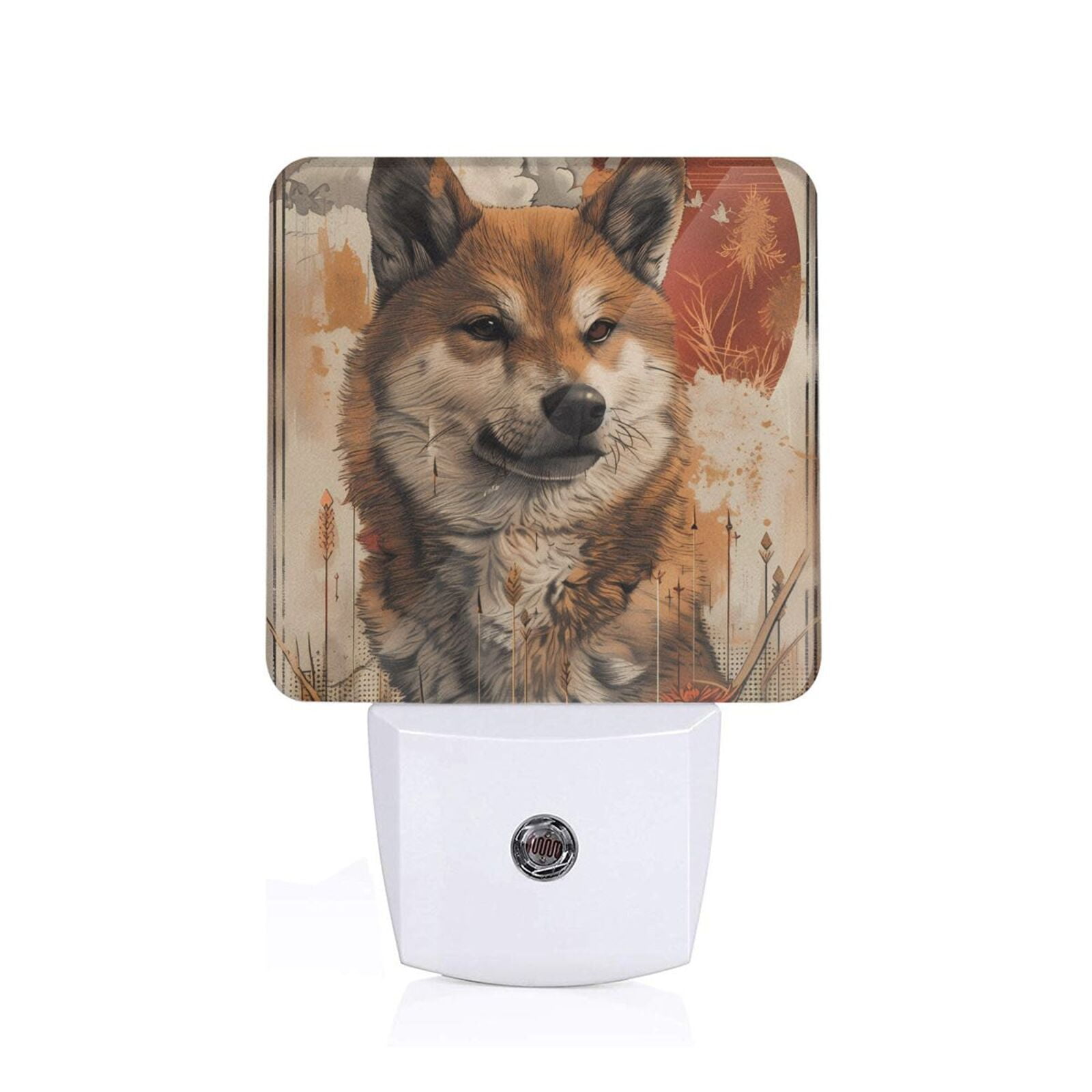 Zeuib Vintage Shiba Inu Art LED Night Light,Plug in Night Light with ...