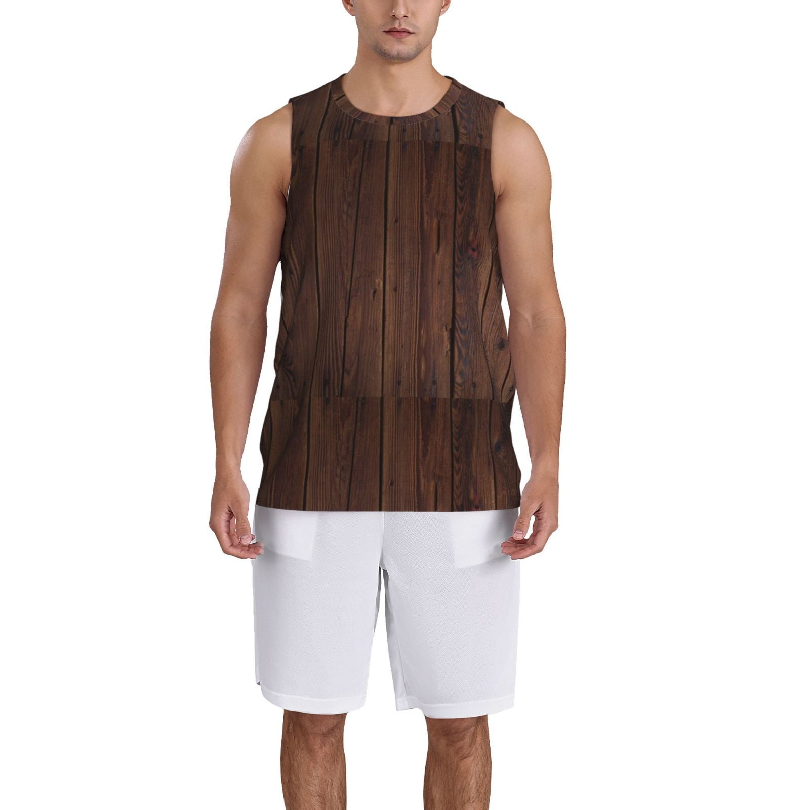 Zeuib Vintage Wood Jersey Shirt for Men,Mesh Athletic Practice Sports ...