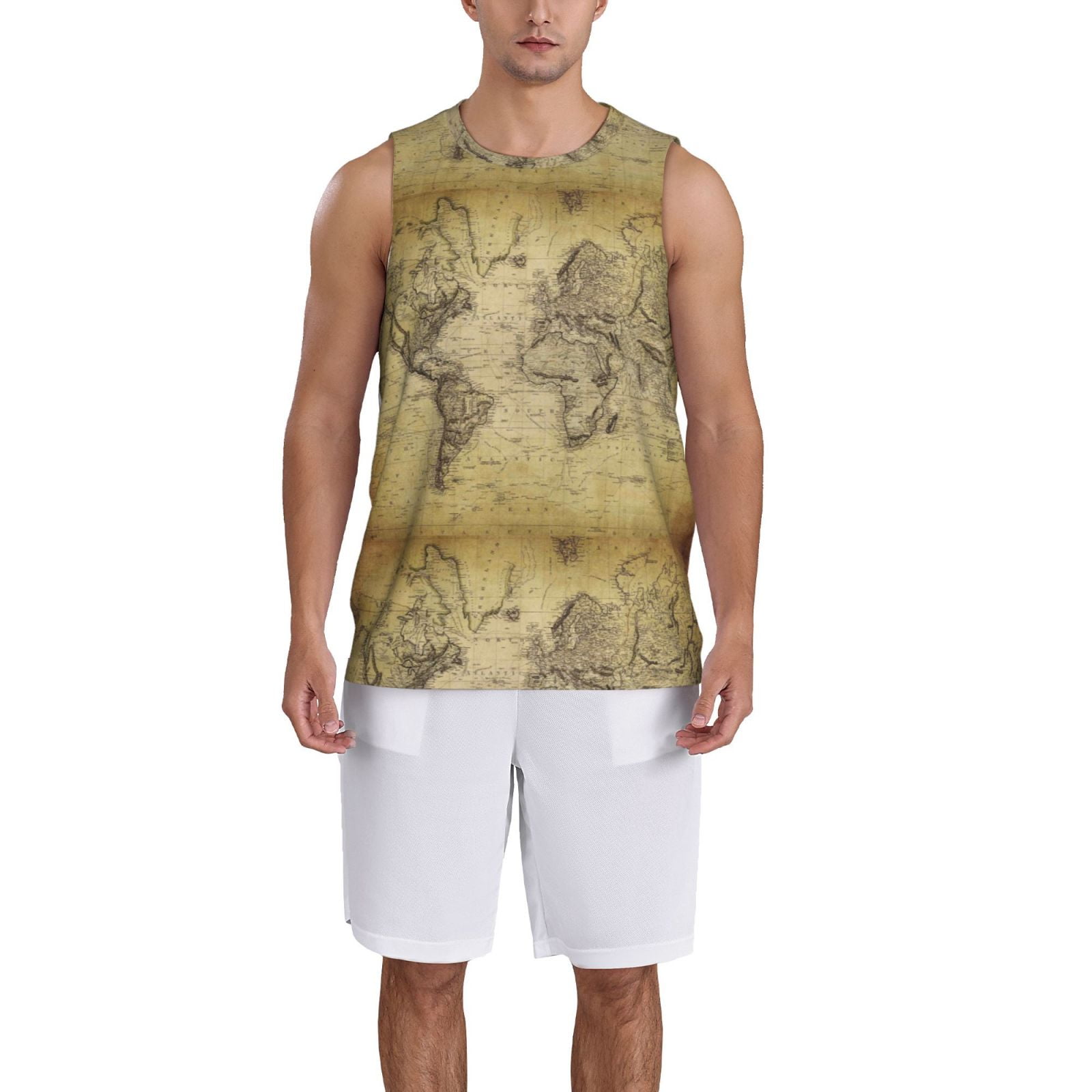 Zeuib Vintage World Map Jersey Shirt for Men,Mesh Athletic Practice ...