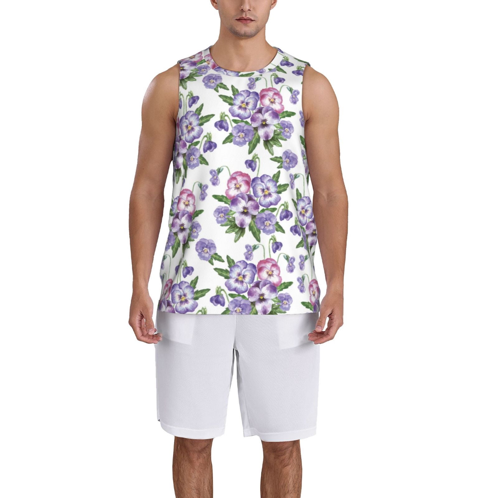 Zeuib Violets Flowers Jersey Shirt for Men,Mesh Athletic Practice ...