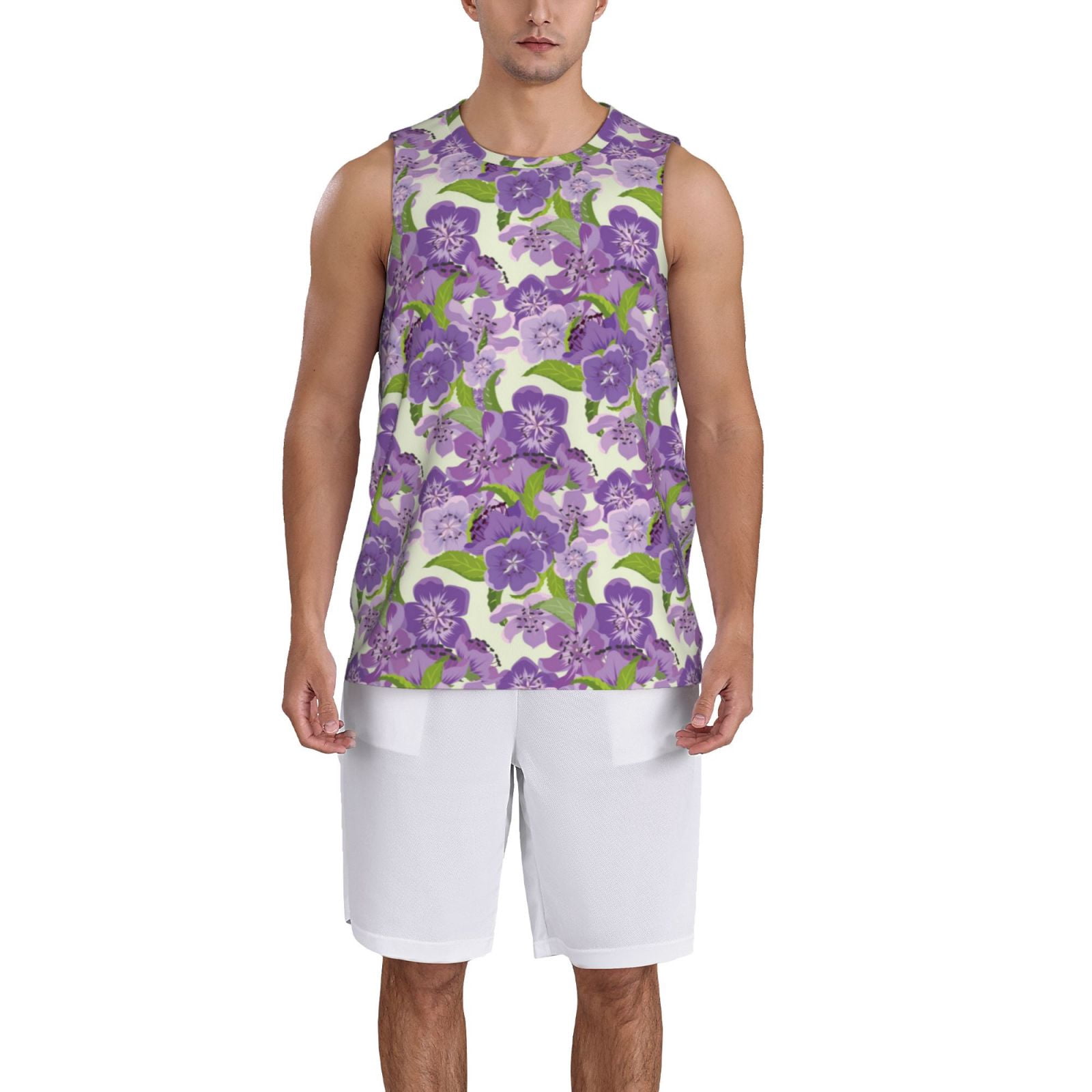 Zeuib Violets Flowers Jersey Shirt for Men,Mesh Athletic Practice ...