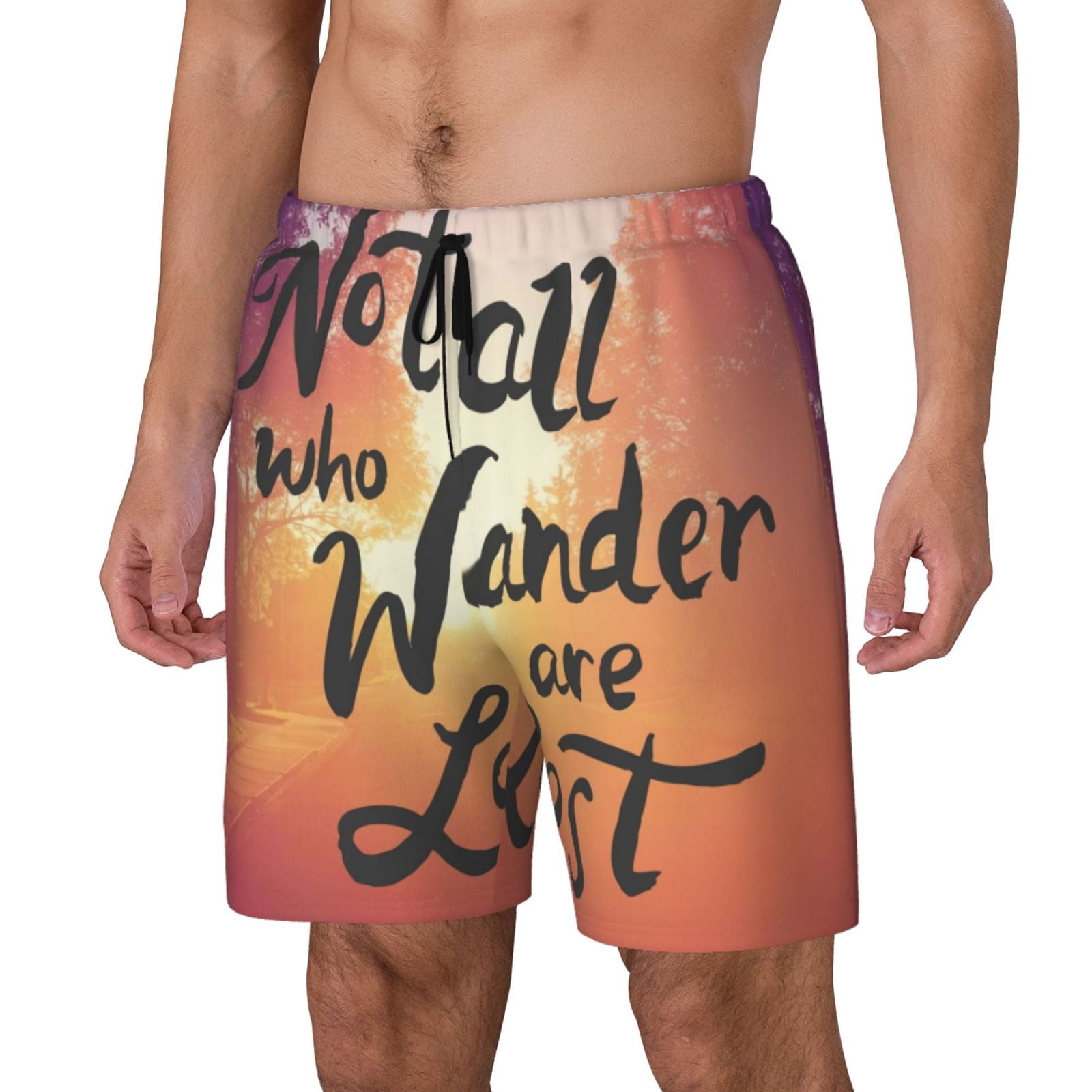 Zeuib Not All Who Wander Are Lost Print Swimming Trunks for Men Boys,Swimming Shorts with ...