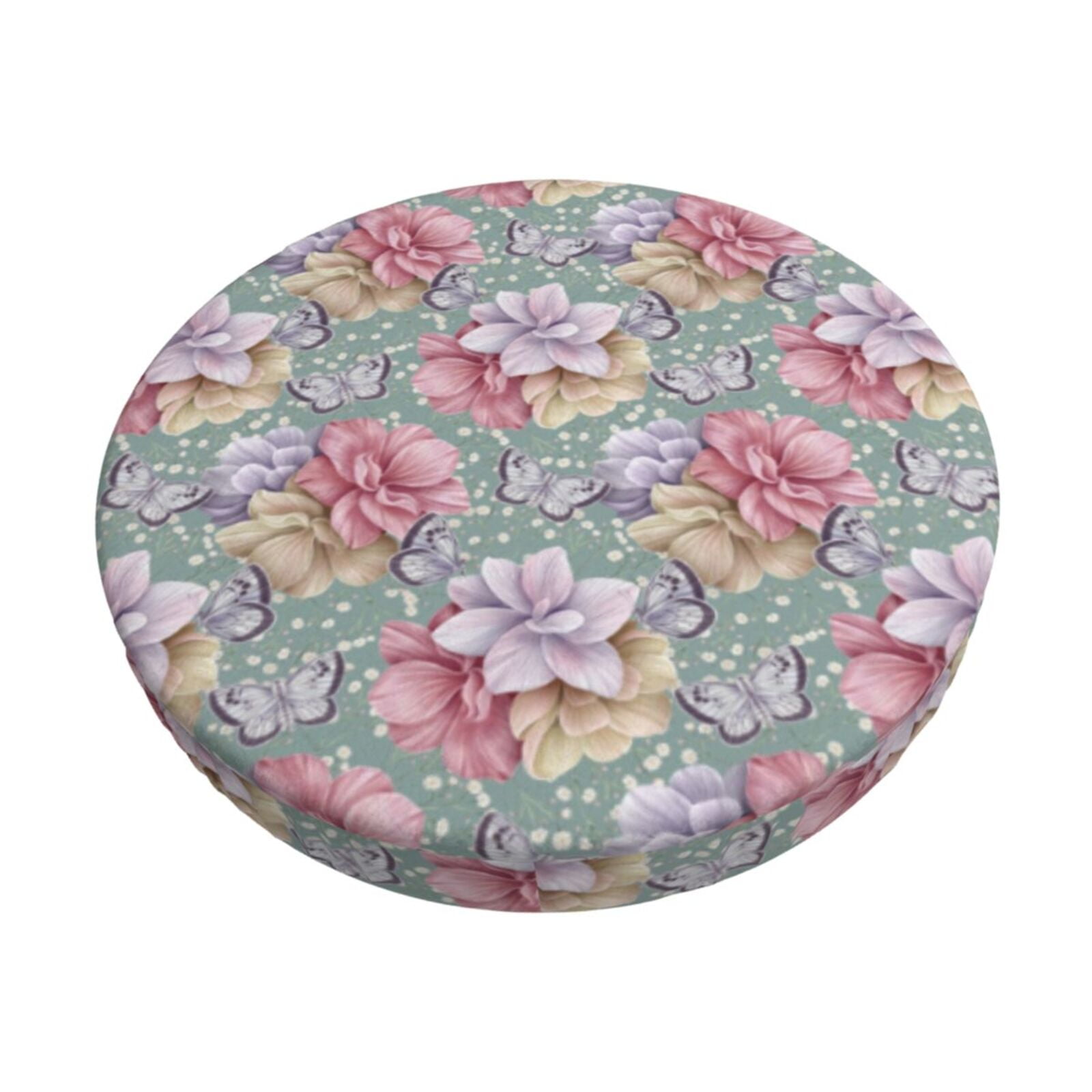 Zeuib Watercolor Butterflies Velvet Round Stool Cover,Stool Covers ...