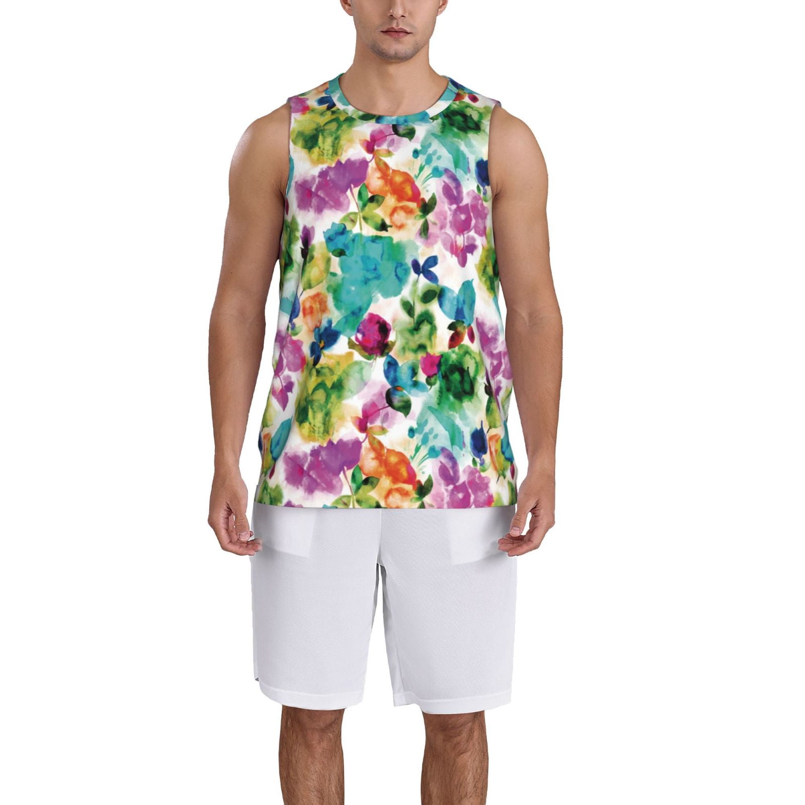 Zeuib Watercolor Flowers Jersey Shirt for Men,Mesh Athletic Practice ...